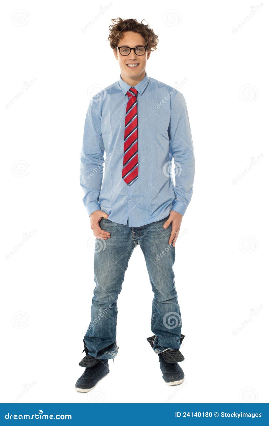 Handsome Man Standing Casually Stock Photo - Image of jeans, clothing ...
