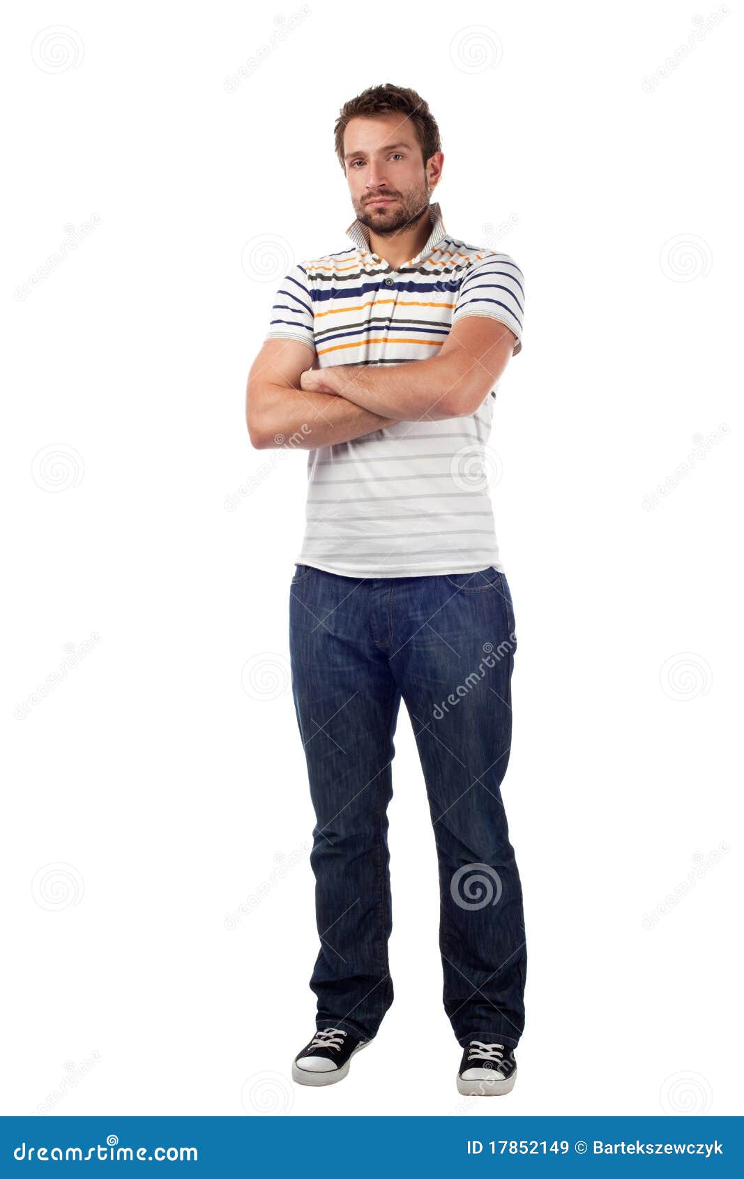Handsome Man Standing Isolated on White Stock Image - Image of serious ...