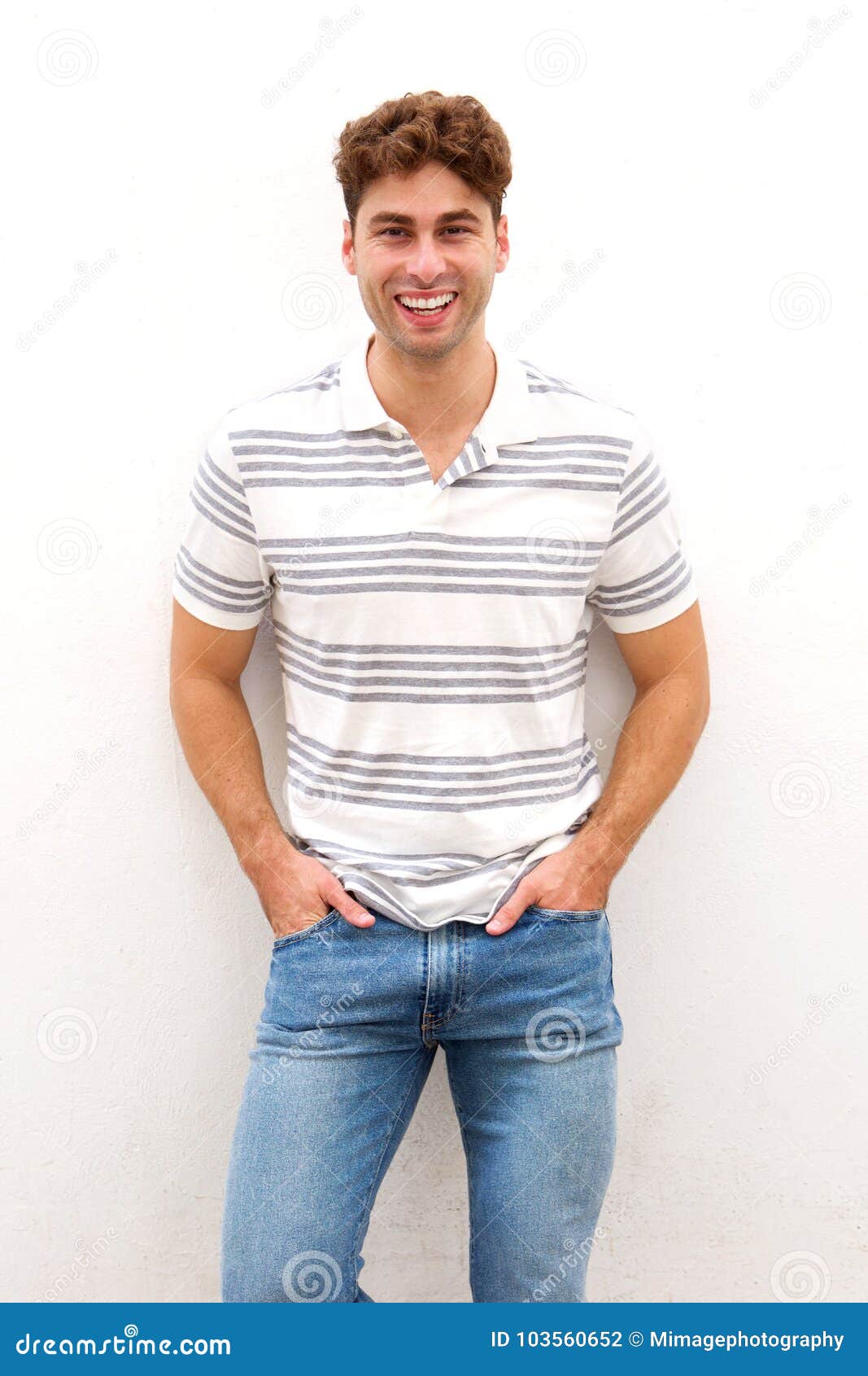 Handsome Man Standing and Laughing Isolated on White Stock Photo ...