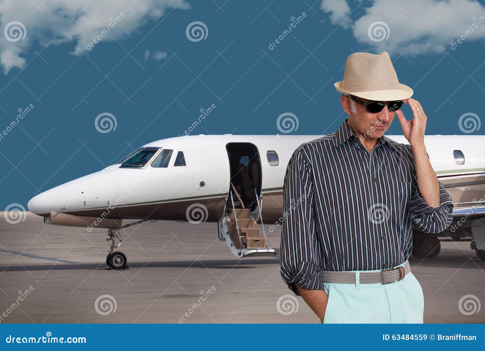 Handsome Man Standing Outside a Private Jet Stock Image - Image of ...