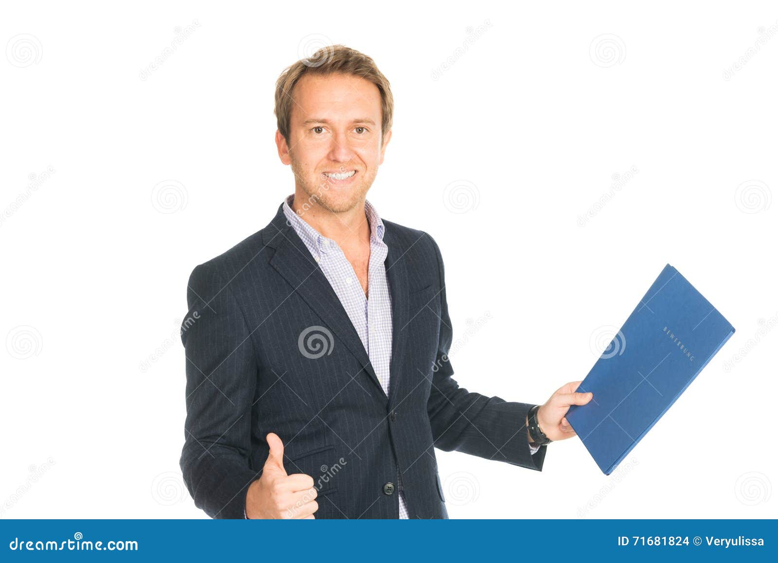 Handsome Man in Suit Folder Holding Folder with Job Application Stock ...