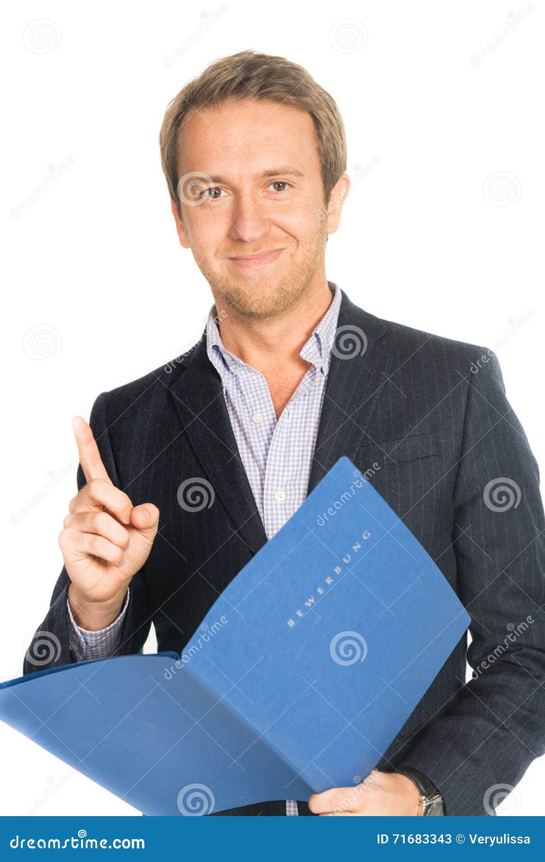 Handsome Man in Suit Folder Holding Folder with Job Application Stock ...