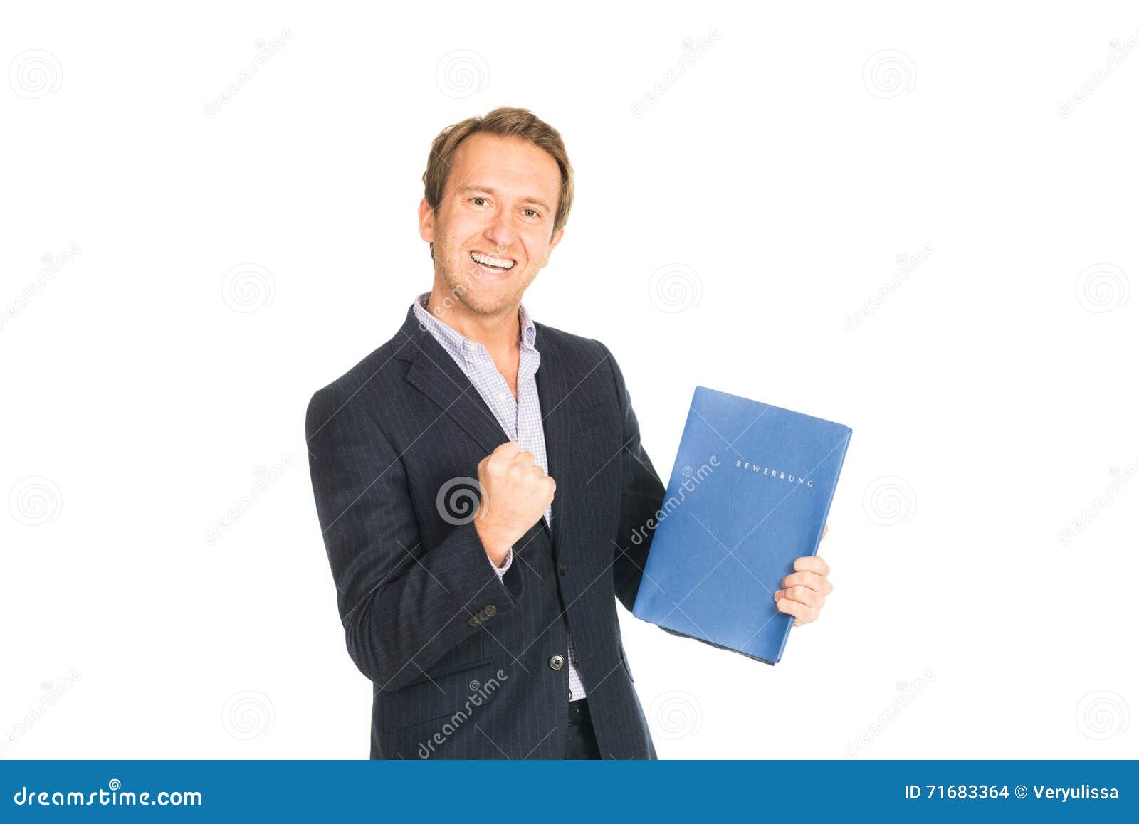 Handsome Man in Suit Folder Holding Folder with Job Application Stock ...