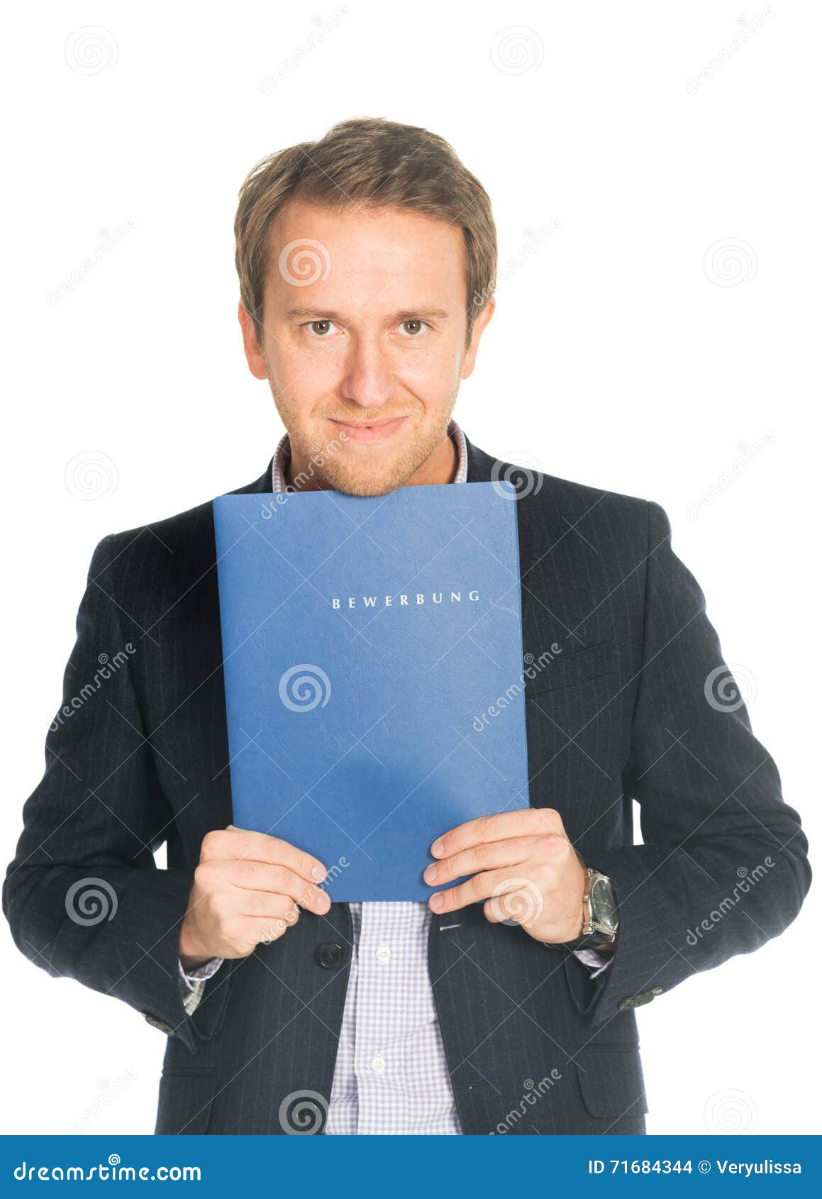Handsome Man in Suit Folder Holding Folder with Job Application Stock ...