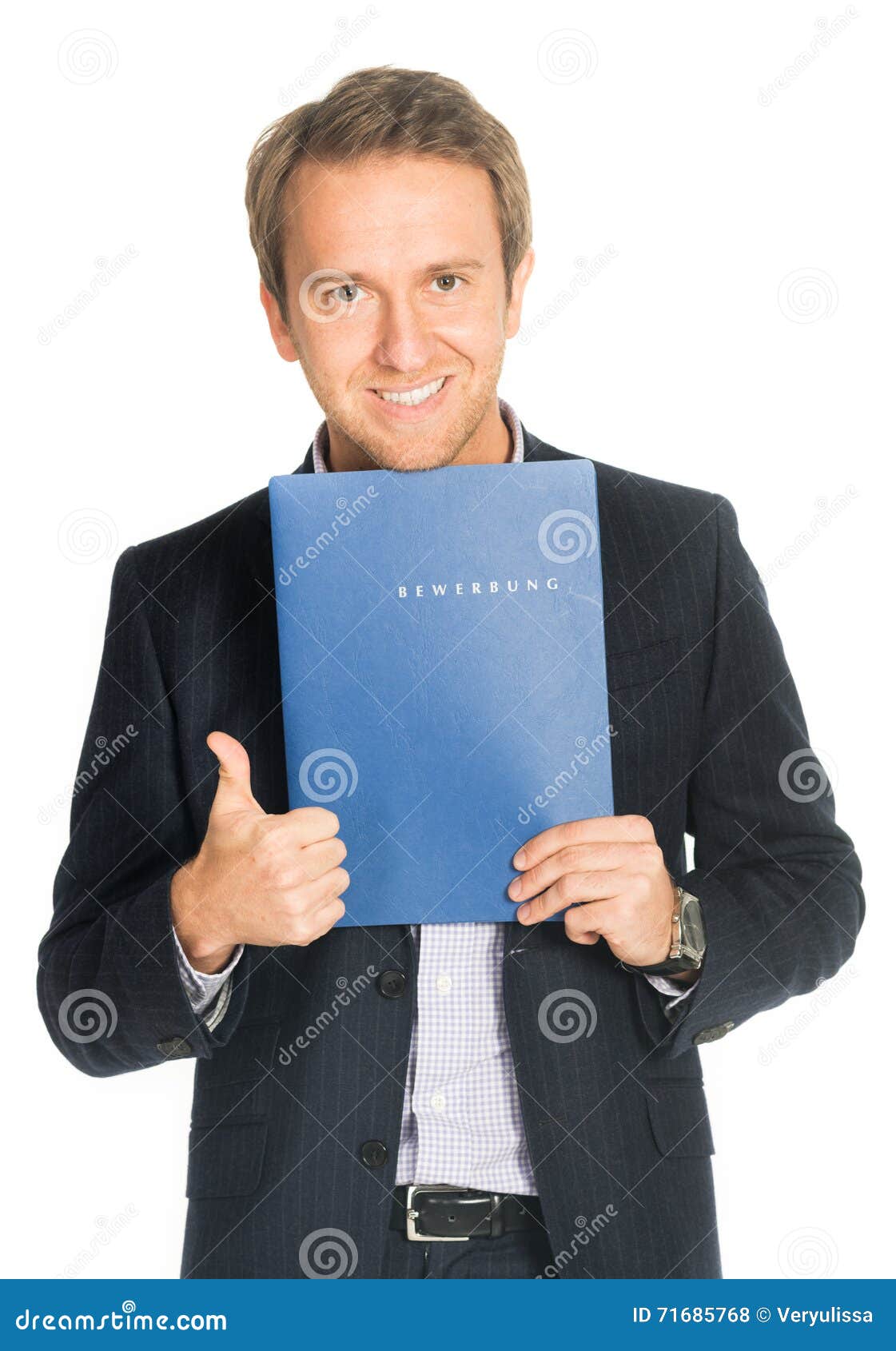Handsome Man in Suit Folder Holding Folder with Job Application Stock ...