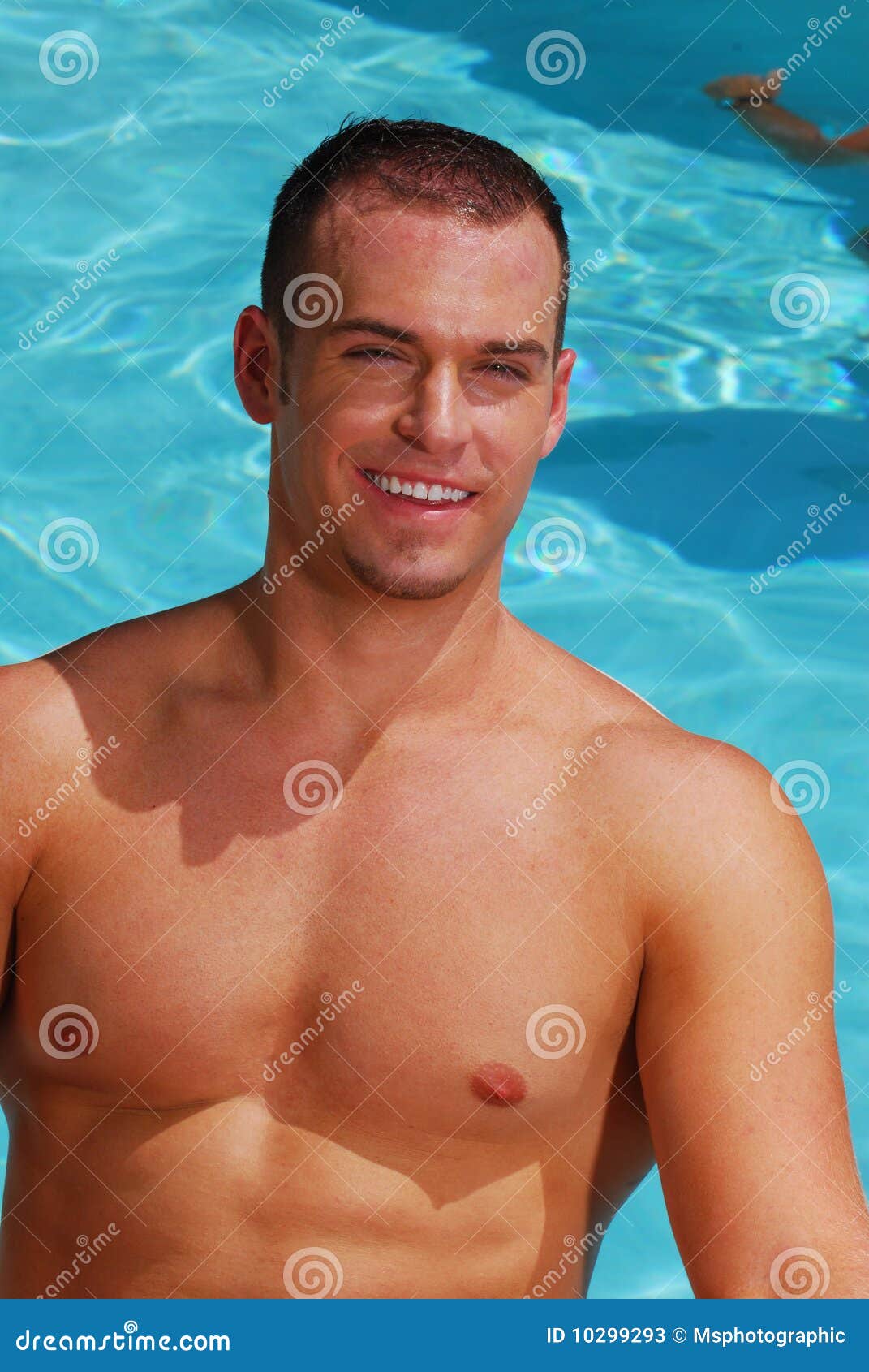 Handsome Man in Swimming Pool Stock Image - Image of recreation ...