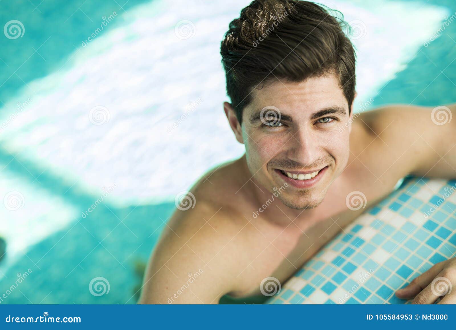 Handsome Man in the Swimming Pool Stock Image - Image of outdoors ...