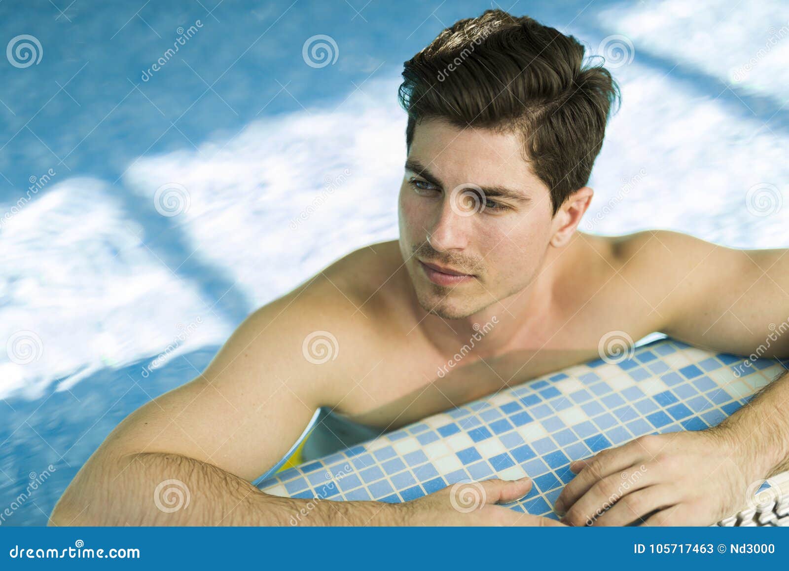 Handsome Man in the Swimming Pool Stock Image - Image of people, pool ...