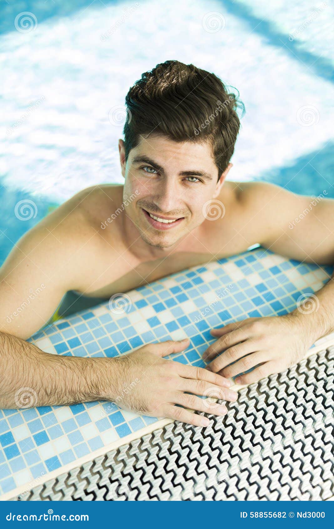 Handsome Man in the Swimming Pool Stock Photo - Image of muscular, pool ...