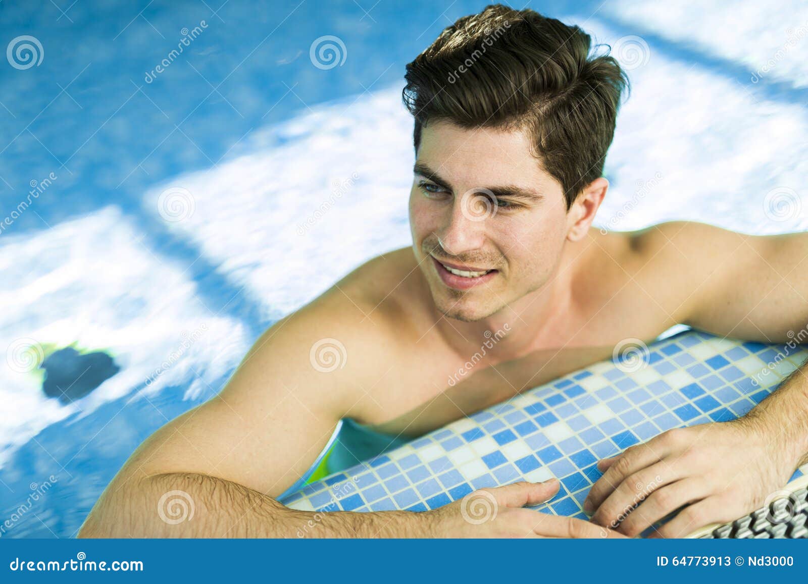 Handsome Man in the Swimming Pool Stock Image - Image of closeup ...