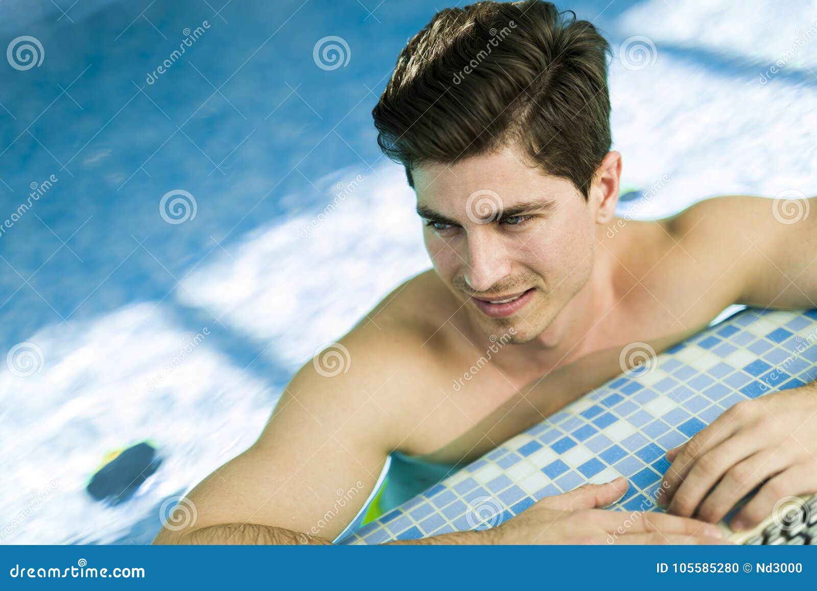 Handsome Man in the Swimming Pool Stock Photo - Image of cheerful ...