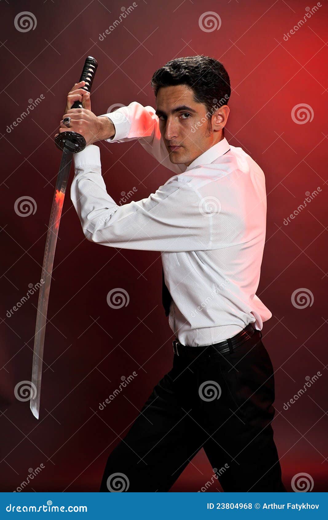 Handsome man with sword. stock photo. Image of unshaven - 23804968