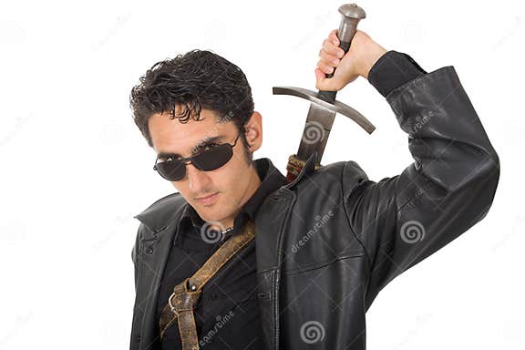 Handsome man with sword stock photo. Image of fighting - 6261888