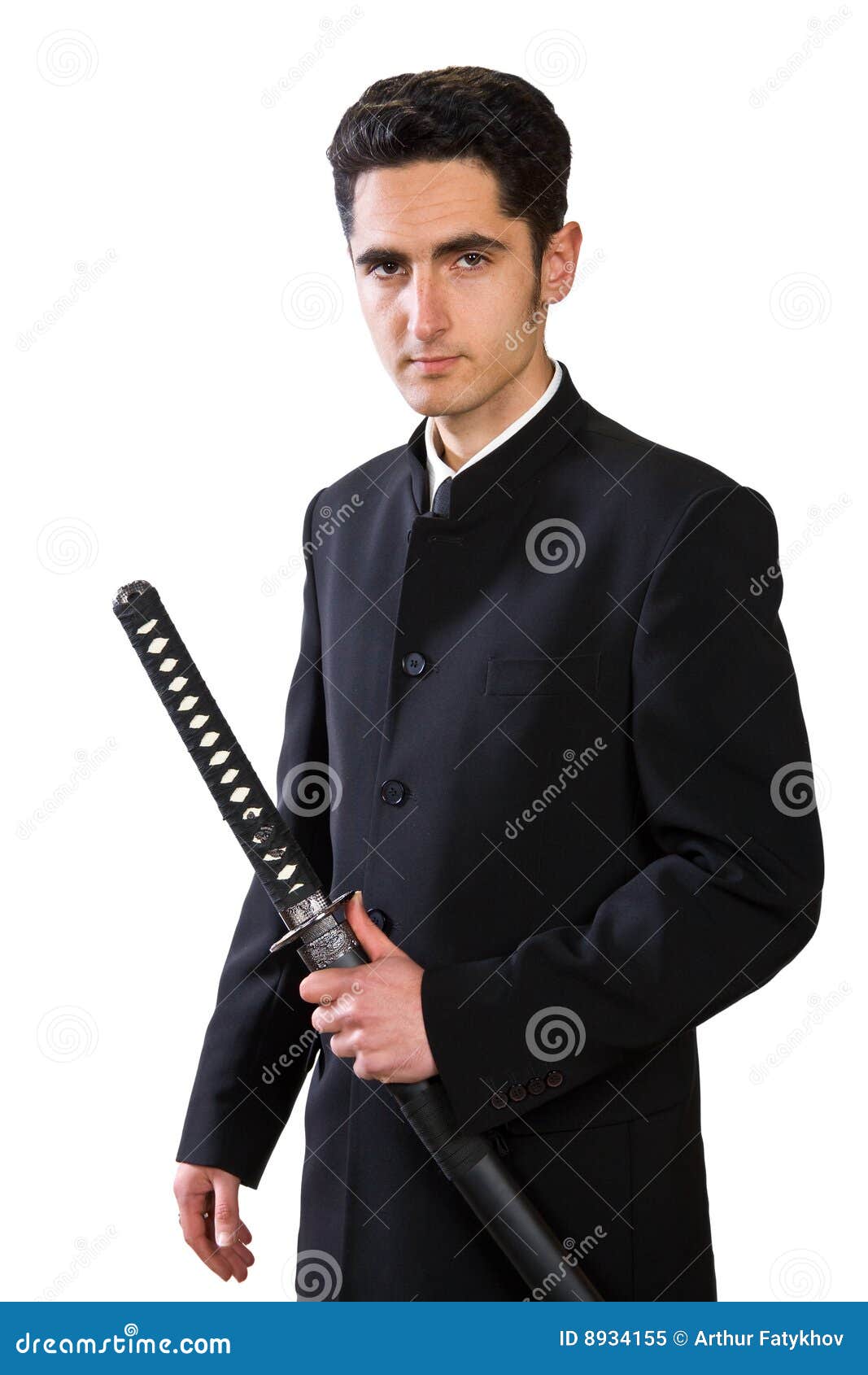 Handsome man with sword. stock image. Image of defend - 8934155