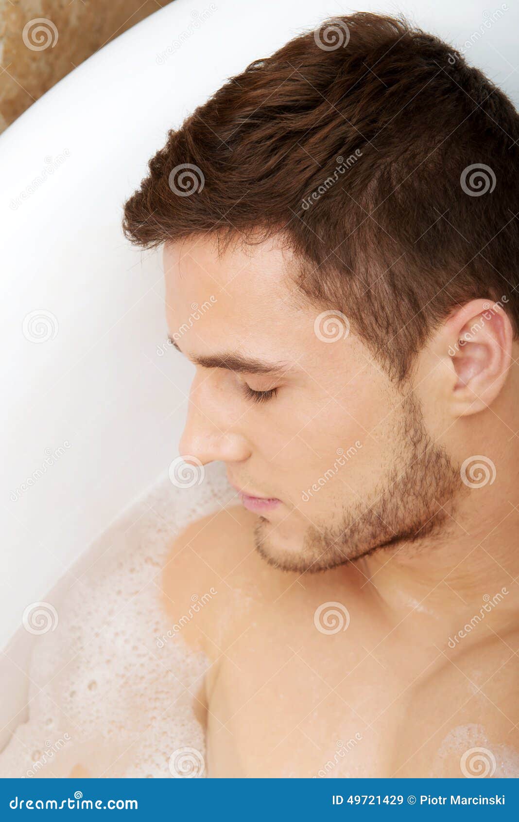 Handsome Man Taking a Bath. Stock Image - Image of bathroom, clean ...