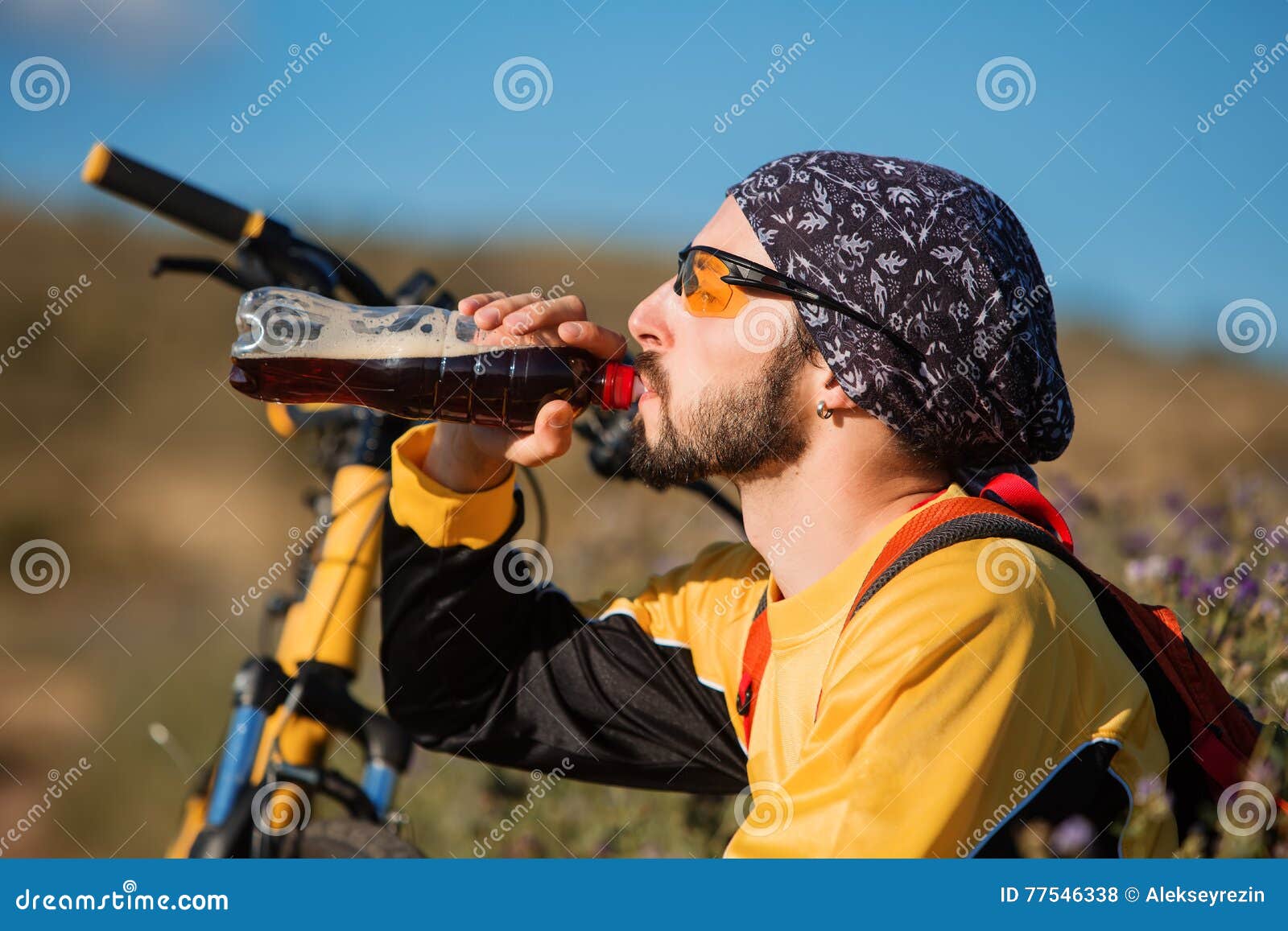 Handsome Man Taking a Break after Cycling Training Stock Photo - Image ...