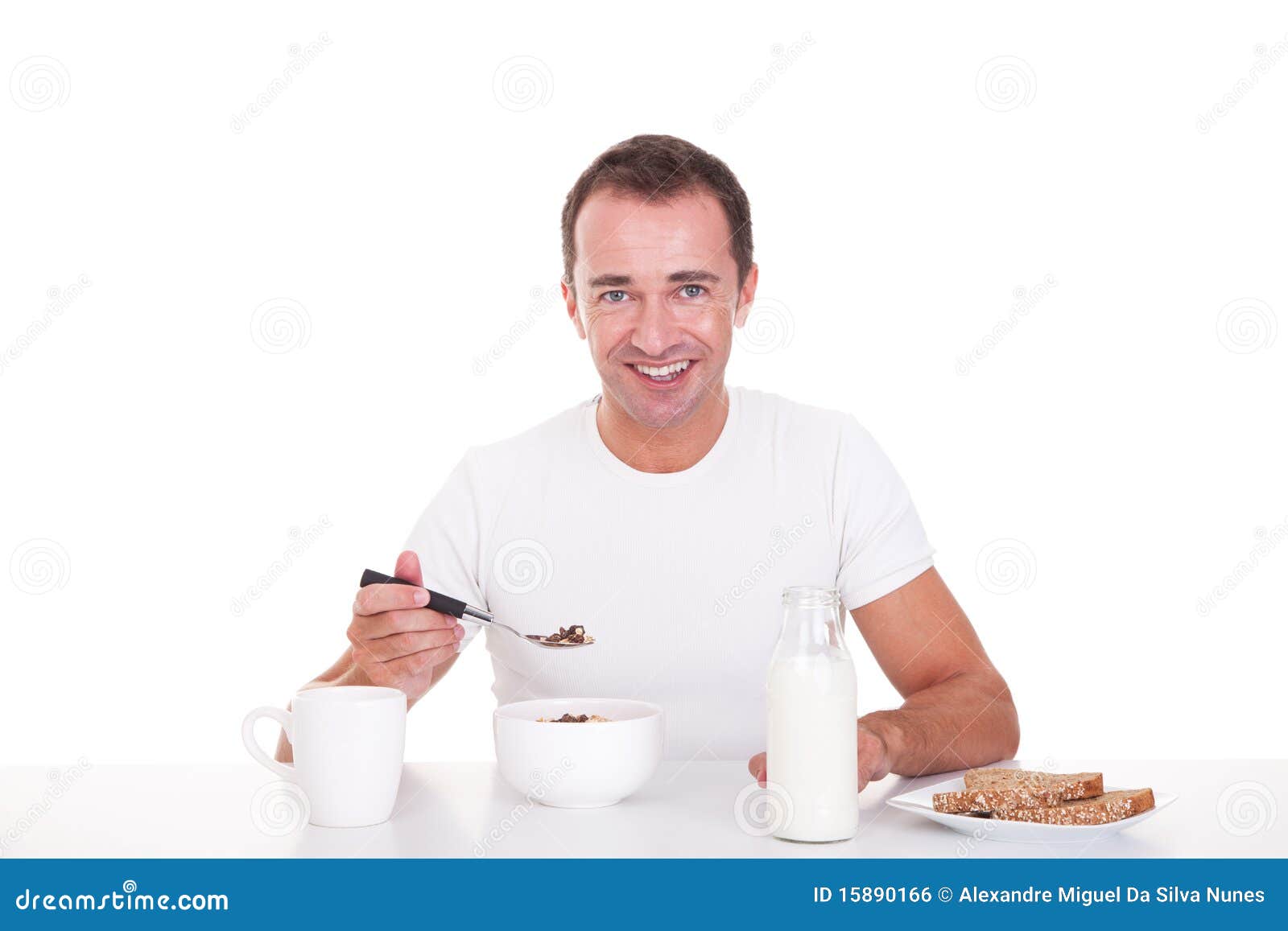 Handsome Man Taking Breakfast, Stock Photo - Image of male, health ...