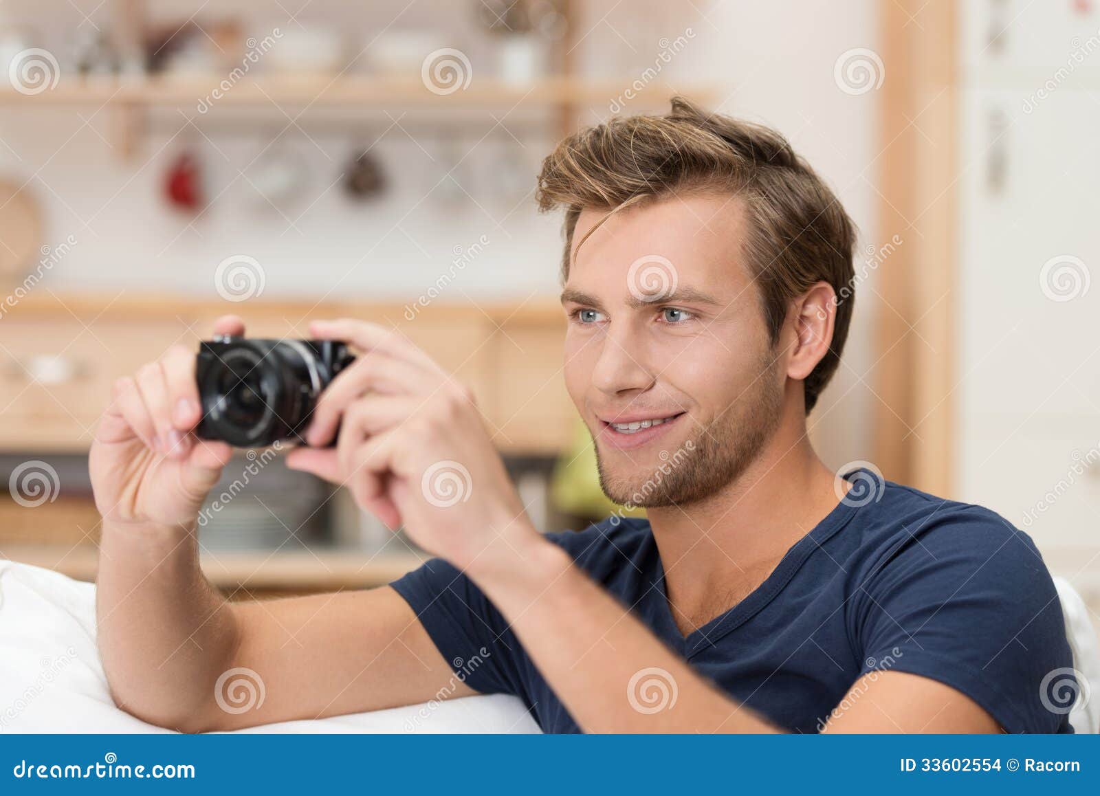 Handsome Man Taking a Photograph Stock Photo - Image of home, adult ...