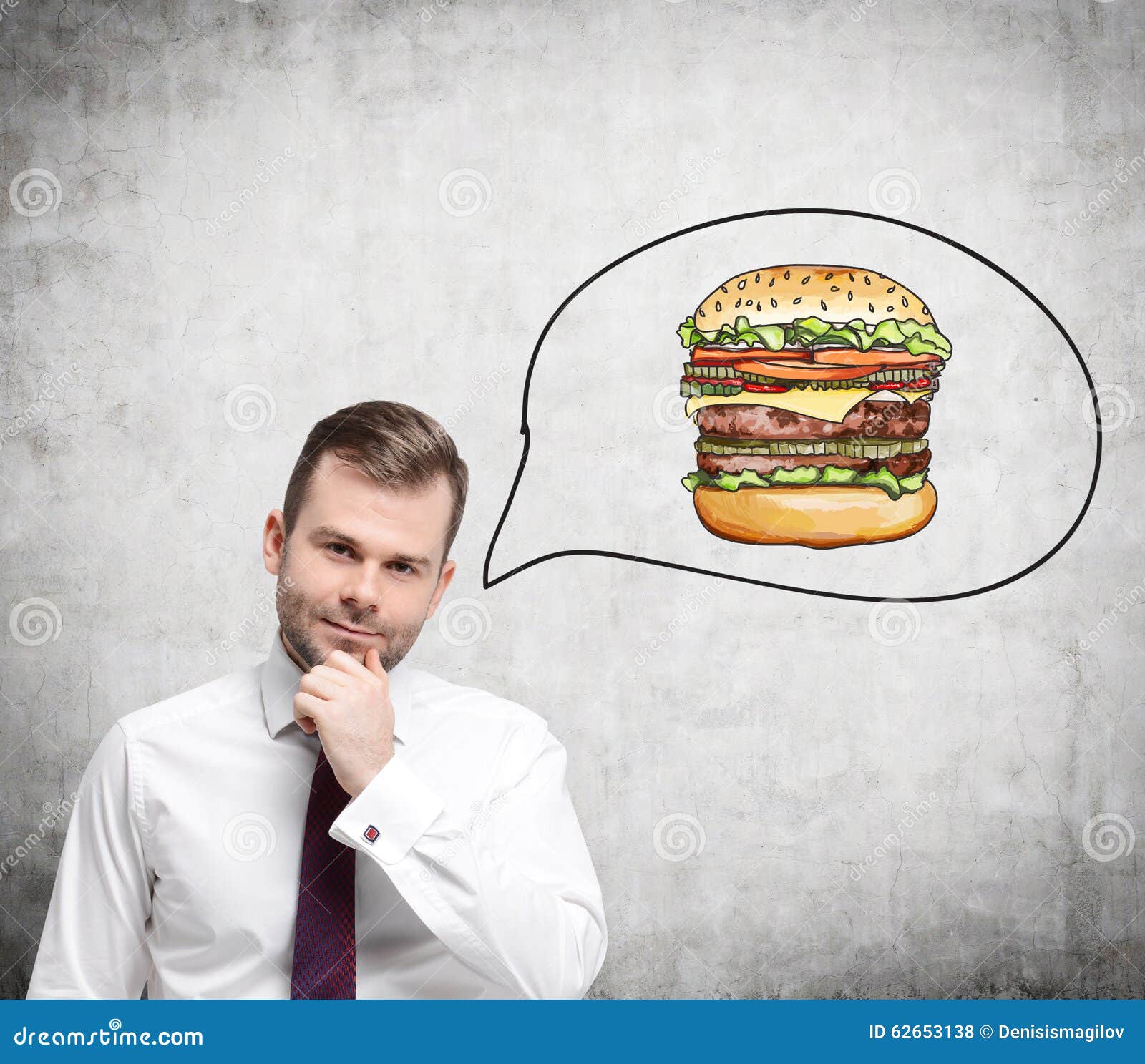 A Handsome Man is Thinking about Burger. a Fast Food Concept Stock ...