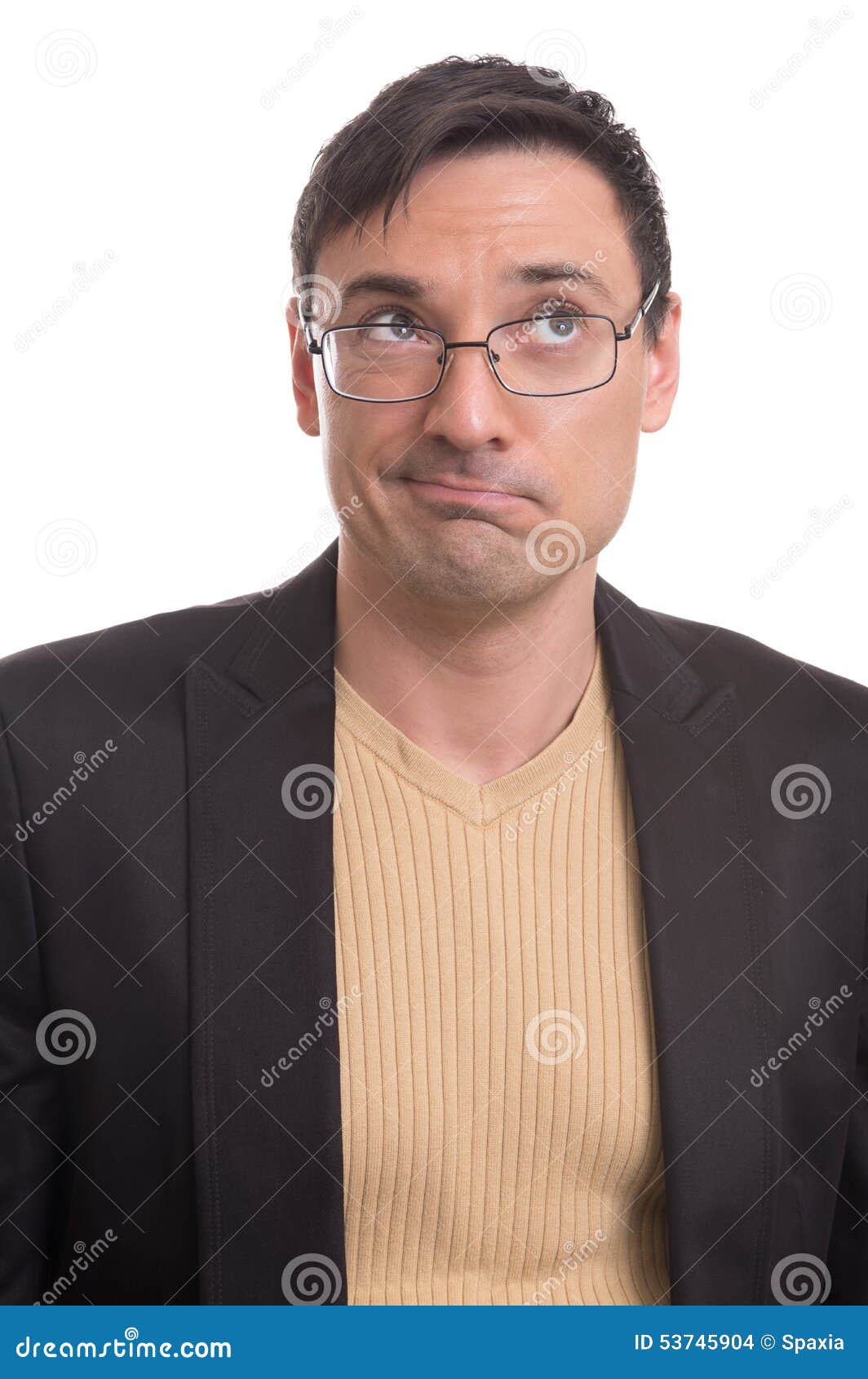 Handsome Man Thinking and Looking at Copy Space Stock Photo - Image of ...