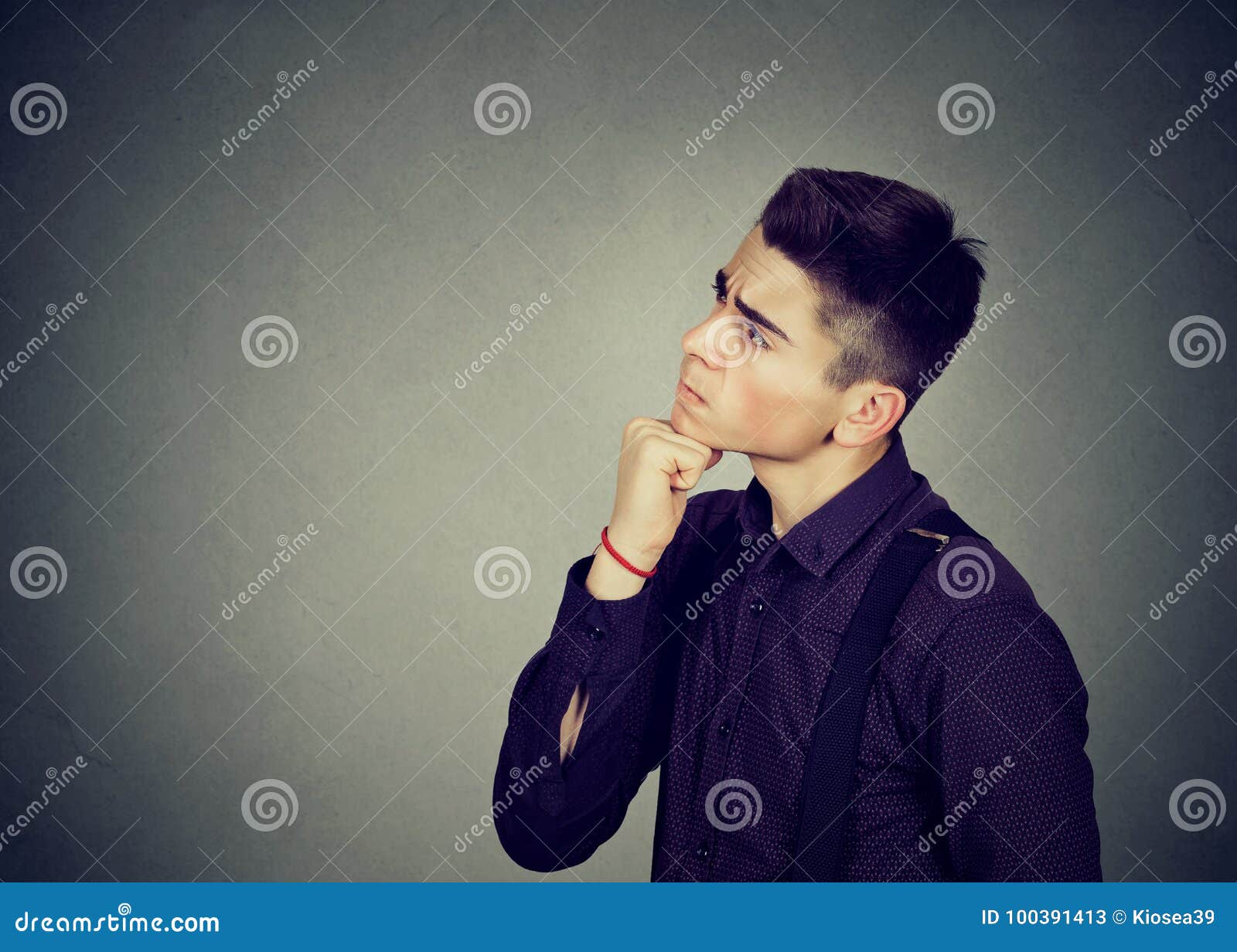 Handsome Young Man with a Thoughtful Face Expression Stock Image ...