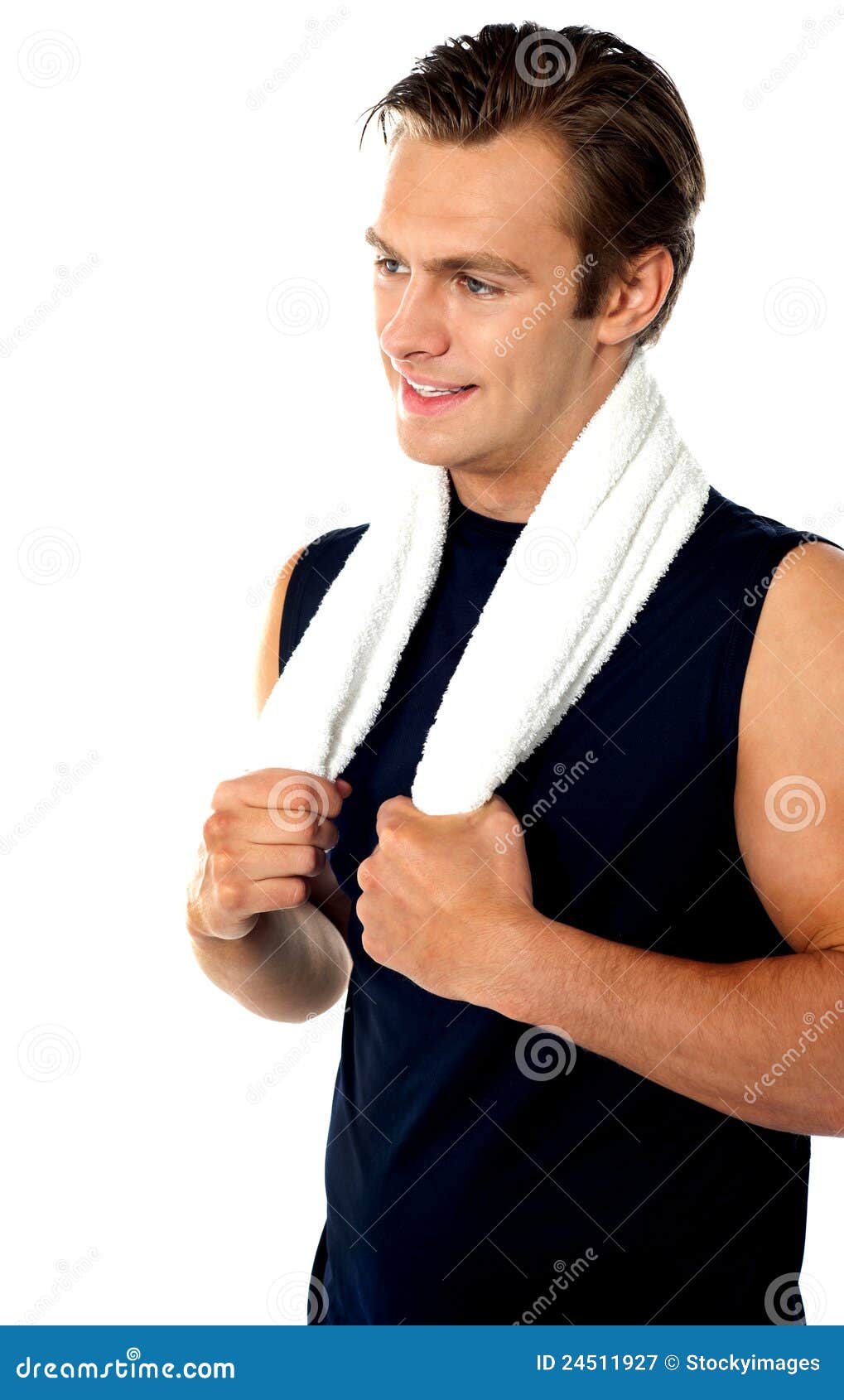 Handsome Man with Towel Around Neck Stock Image - Image of body ...