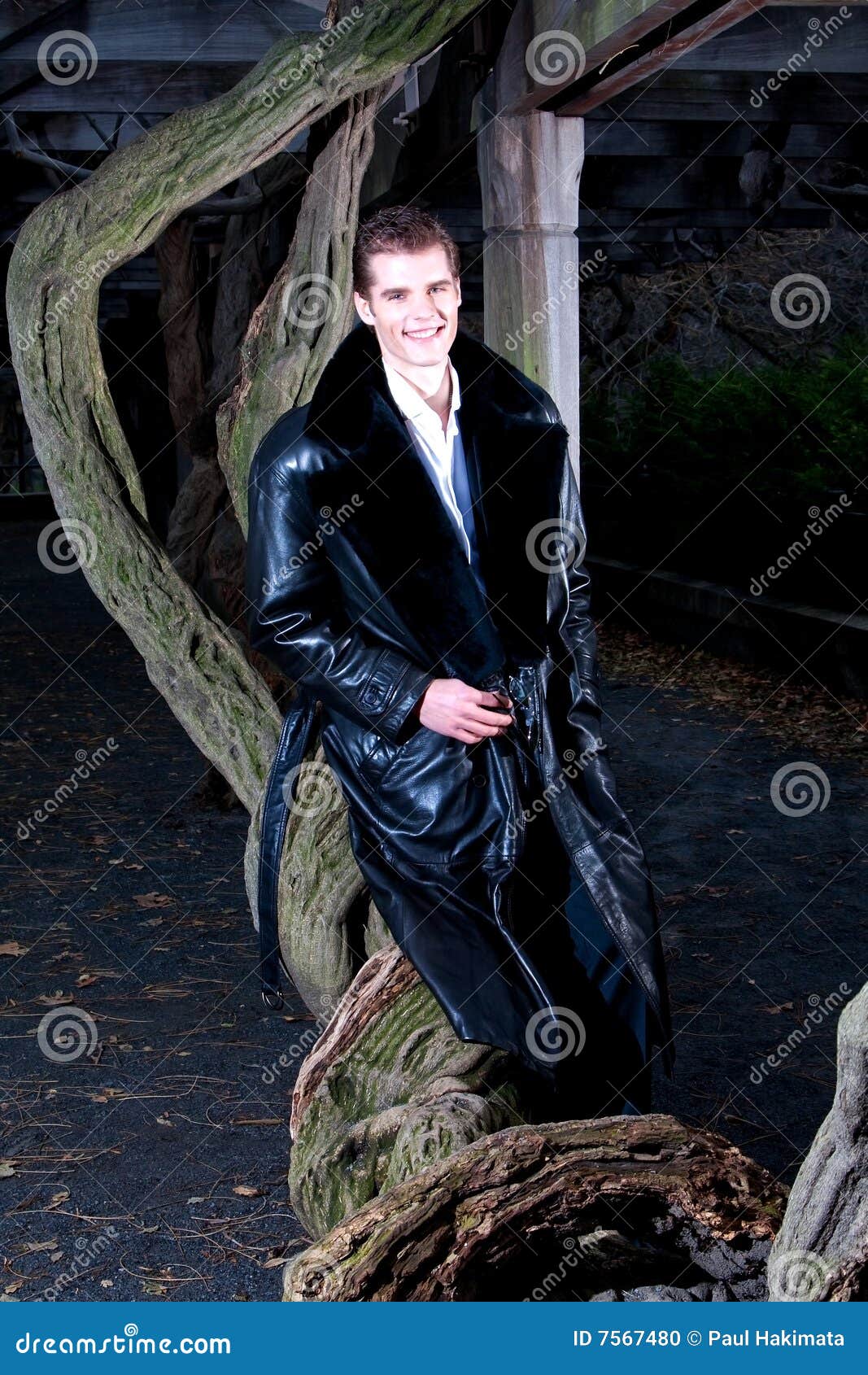 Handsome man with tree stock photo. Image of winter, smiling - 7567480