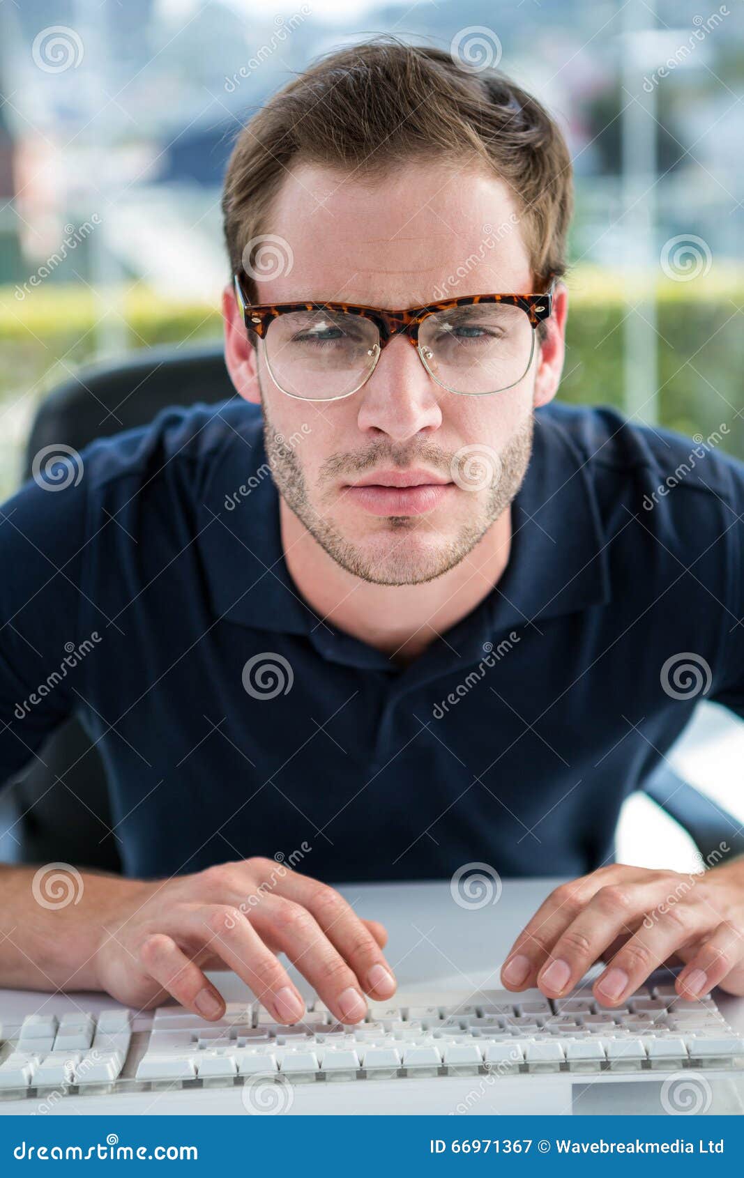 Handsome Man Using Computer Stock Image - Image of person, technology ...