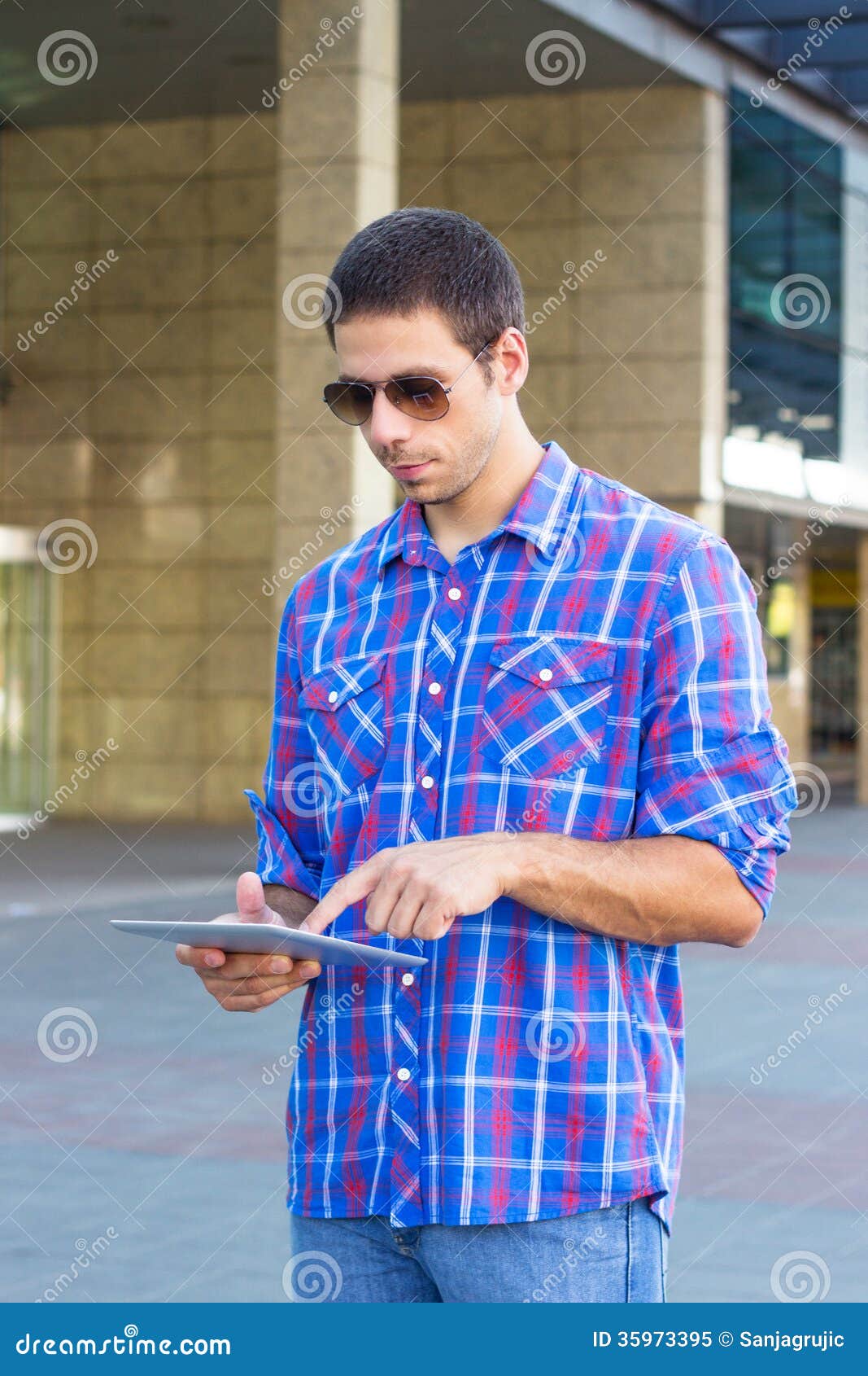 Handsome Man Using A Digital Tablet Stock Image Image Of Information