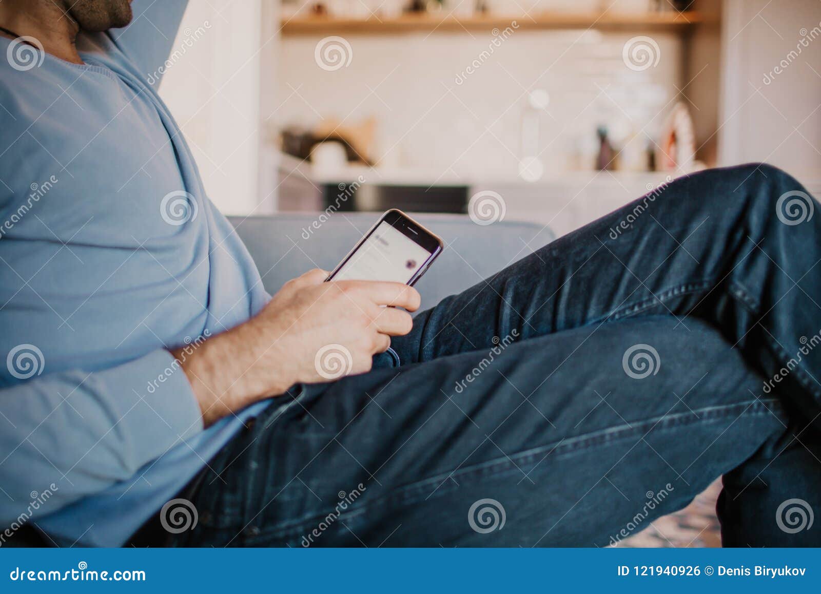 Handsome Man Using Mobile Smartphone for Surfing Web Internet and ...