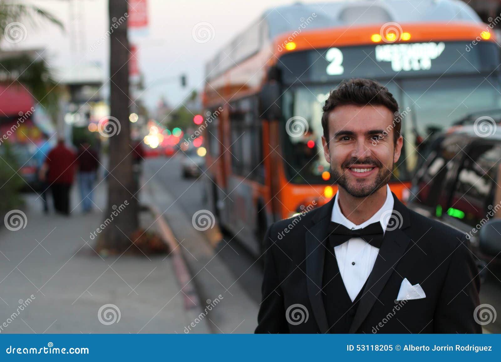 Handsome Man Using the Public Transportation for Going To an Event ...