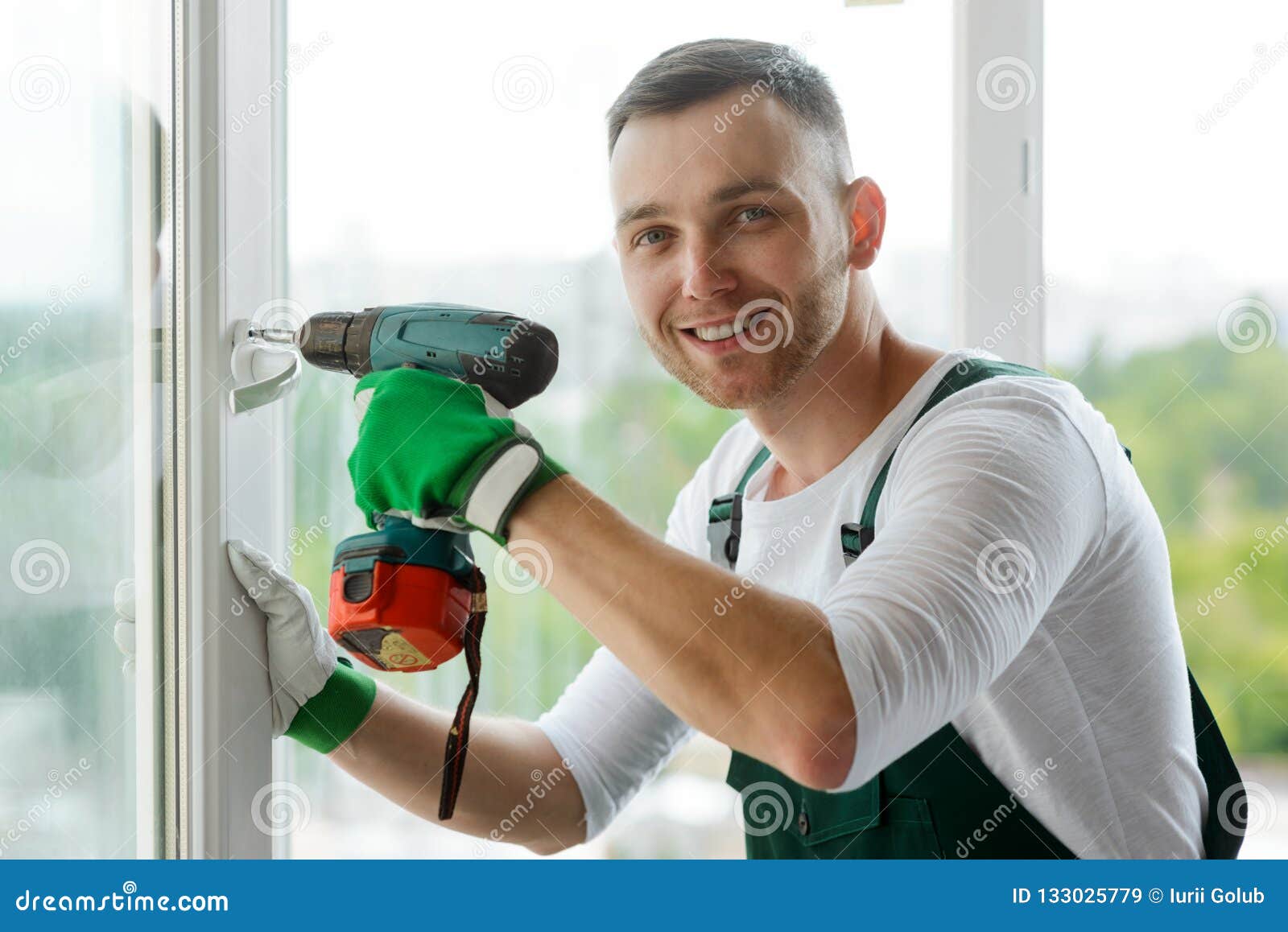 Handsome Man Using a Screwdriver Stock Image - Image of flat ...