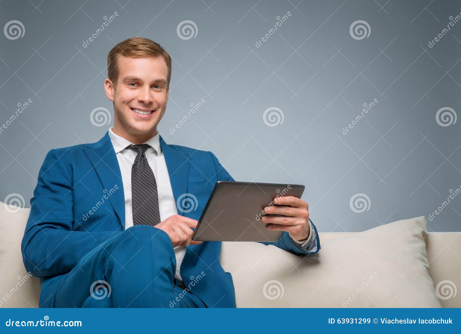 Handsome Man Using A Tablet Stock Image Image Of Profession