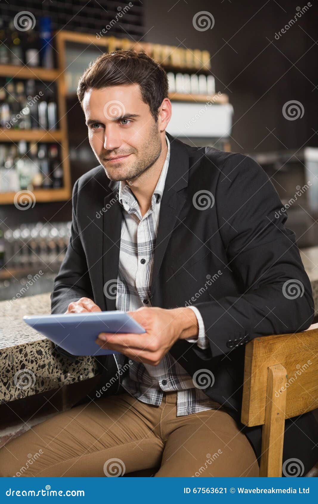 Handsome Man Using Tablet Stock Image Image Of Clothing 67563621