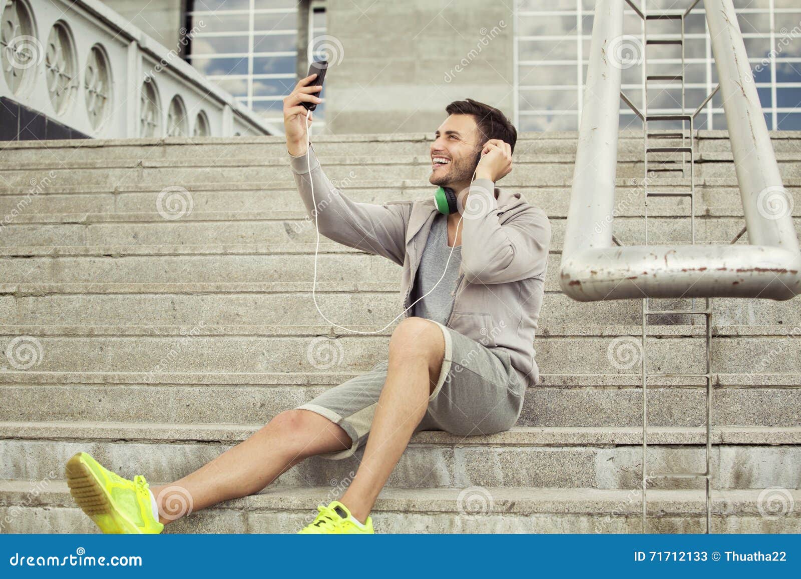 Handsome Man Video Chatting on the Phone Stock Image - Image of happy ...