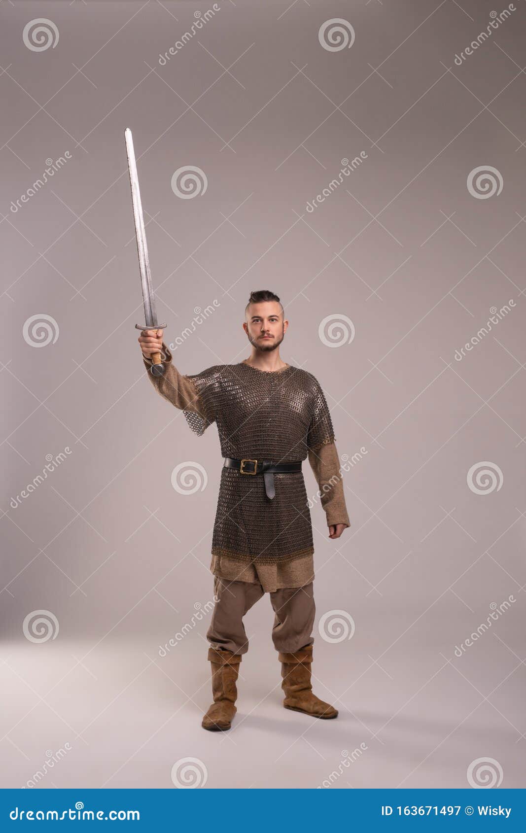 Handsome Man in Viking Image Full-length View Stock Image - Image of ...