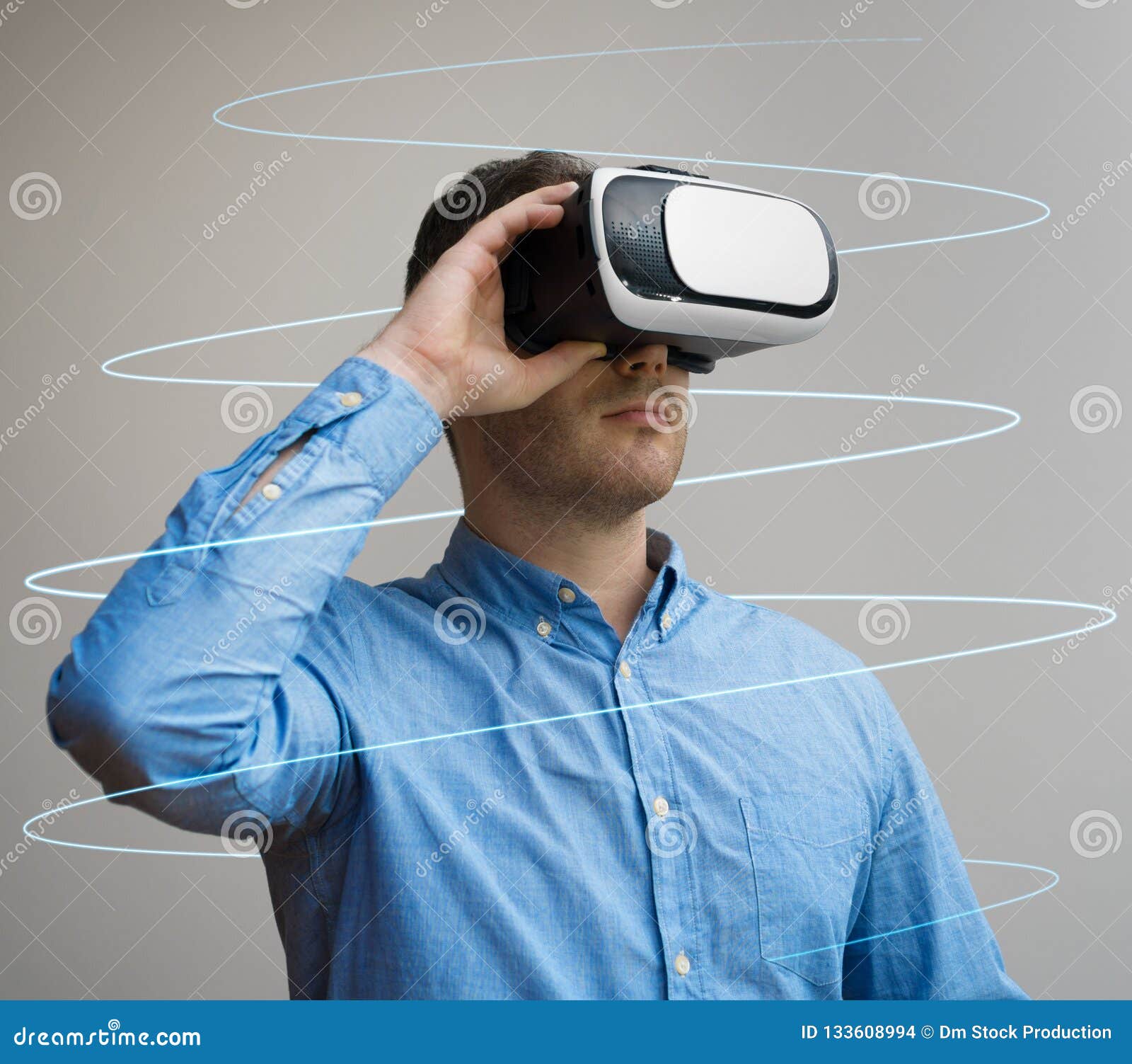 Man in VR goggles. stock photo. Image of concept, illusion - 133608994