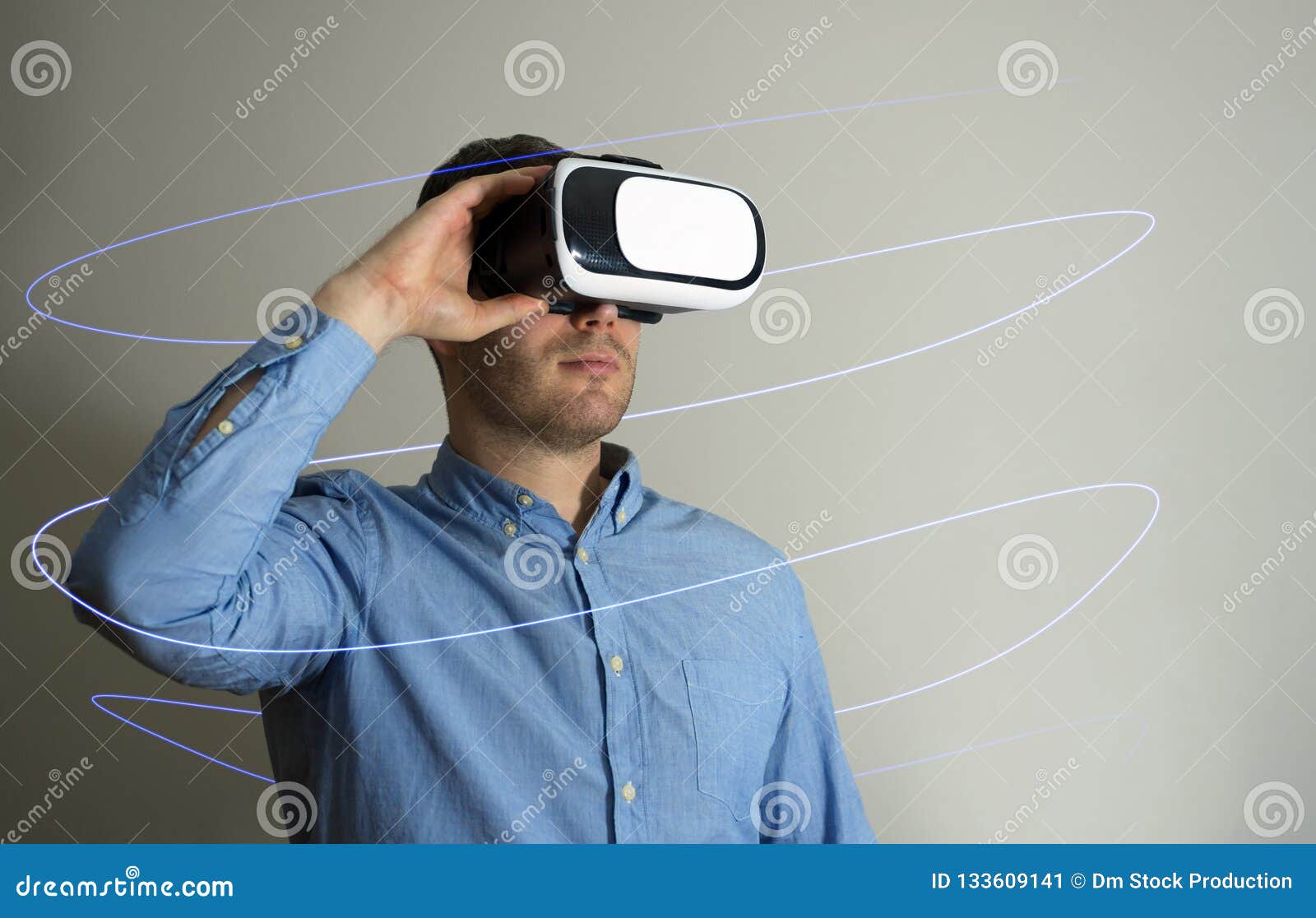 Man in VR goggles. stock image. Image of gaming, gadget - 133609141