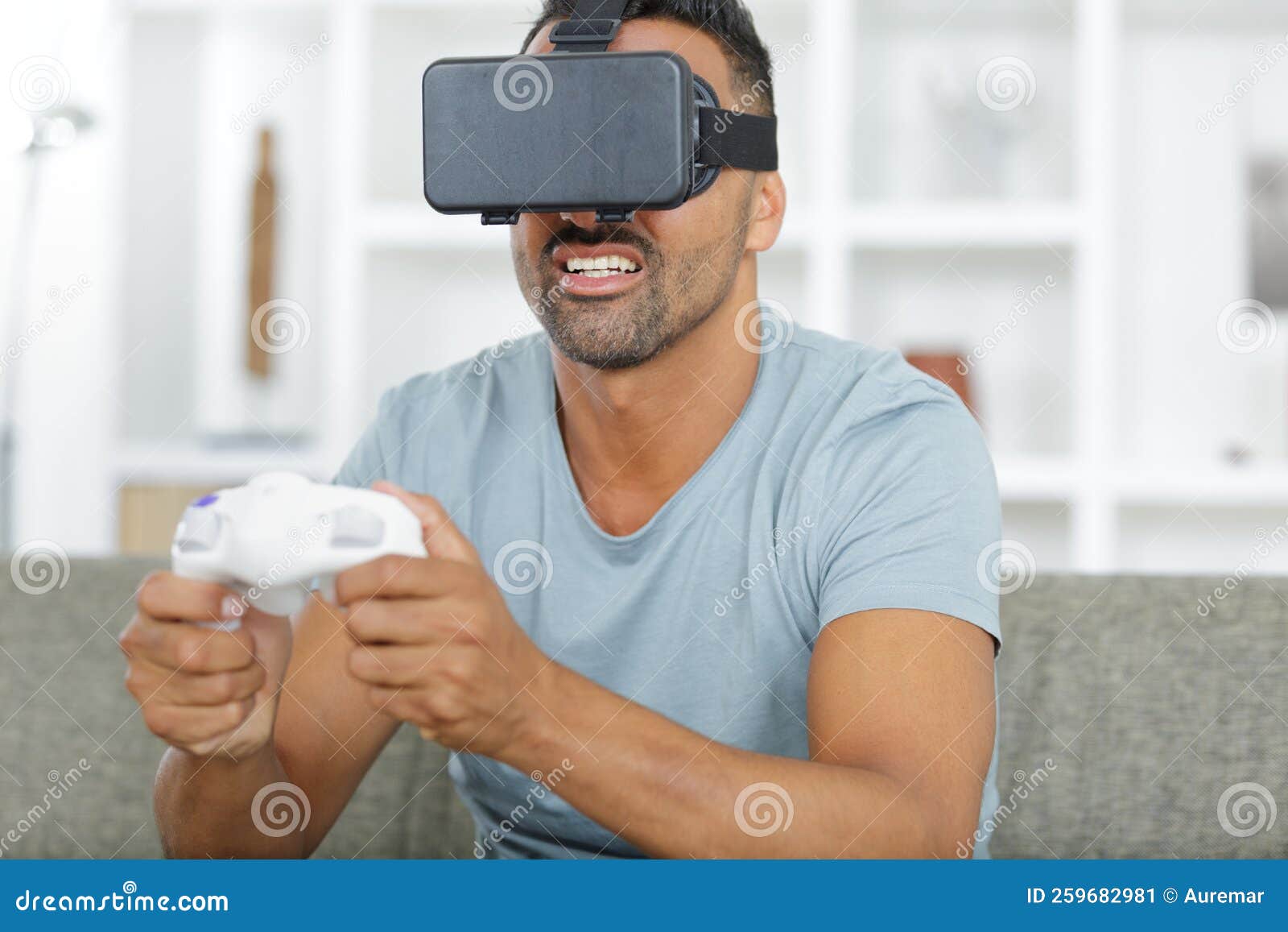 Handsome Man in Virtual Reality Mask Stock Image - Image of carefree ...