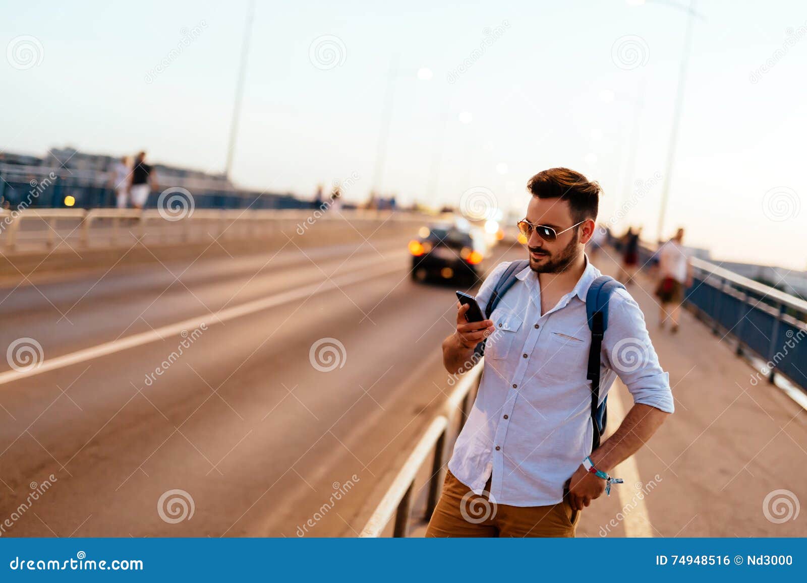 Handsome Man Waiting for Cab Stock Photo - Image of transport, busy ...