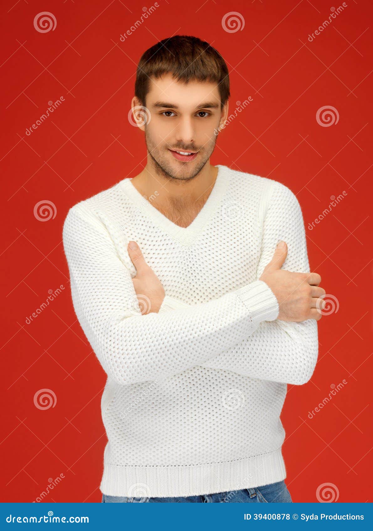 Handsome Man in Warm Sweater Stock Photo - Image of happy, pullover ...