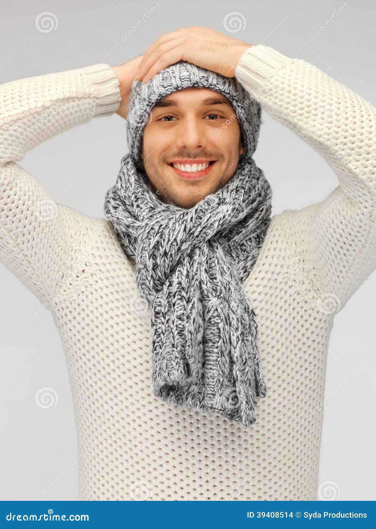 Handsome Man in Warm Sweater, Hat and Scarf Stock Photo - Image of kind ...