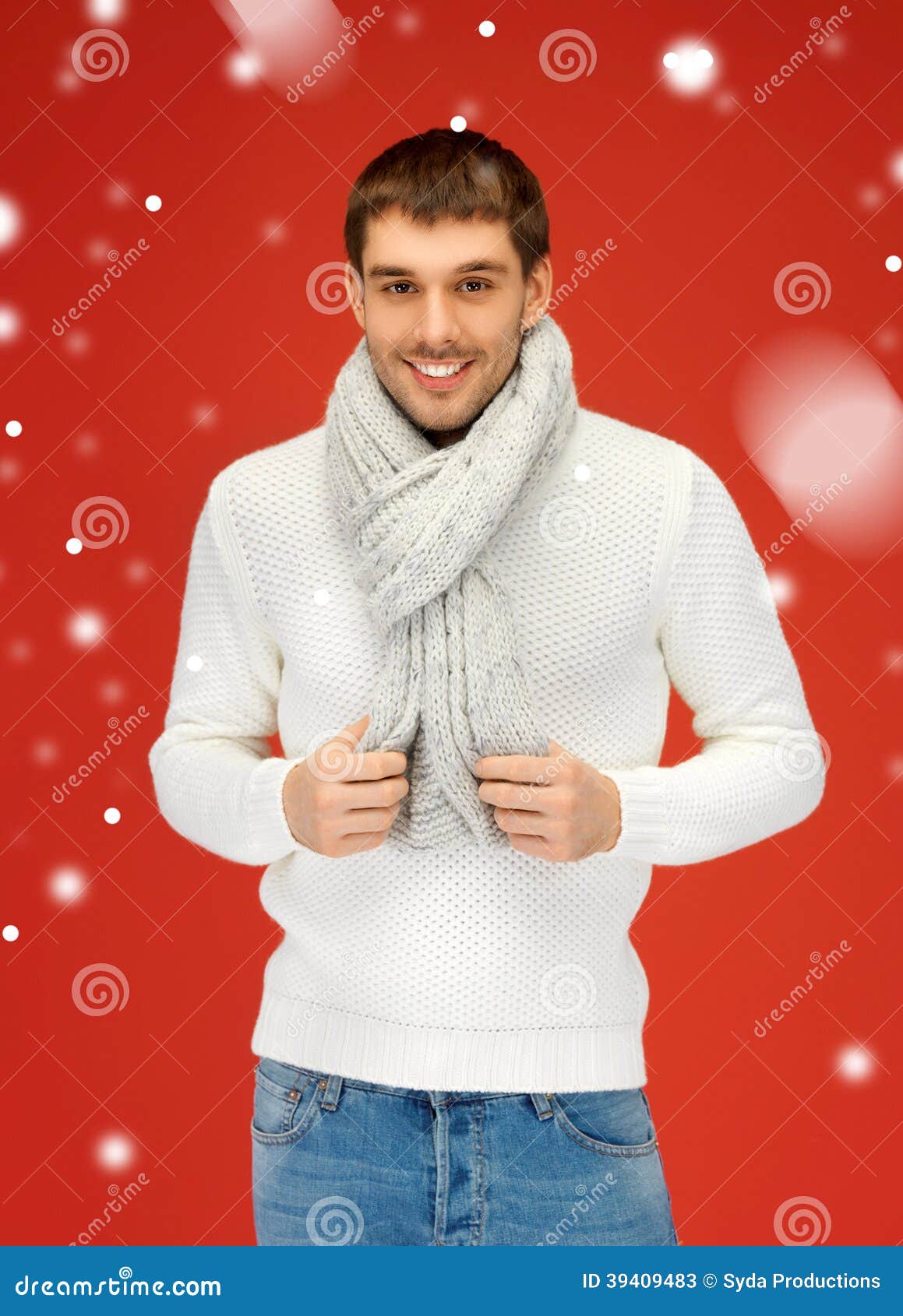 Handsome Man in Warm Sweater and Scarf Stock Image - Image of positive ...