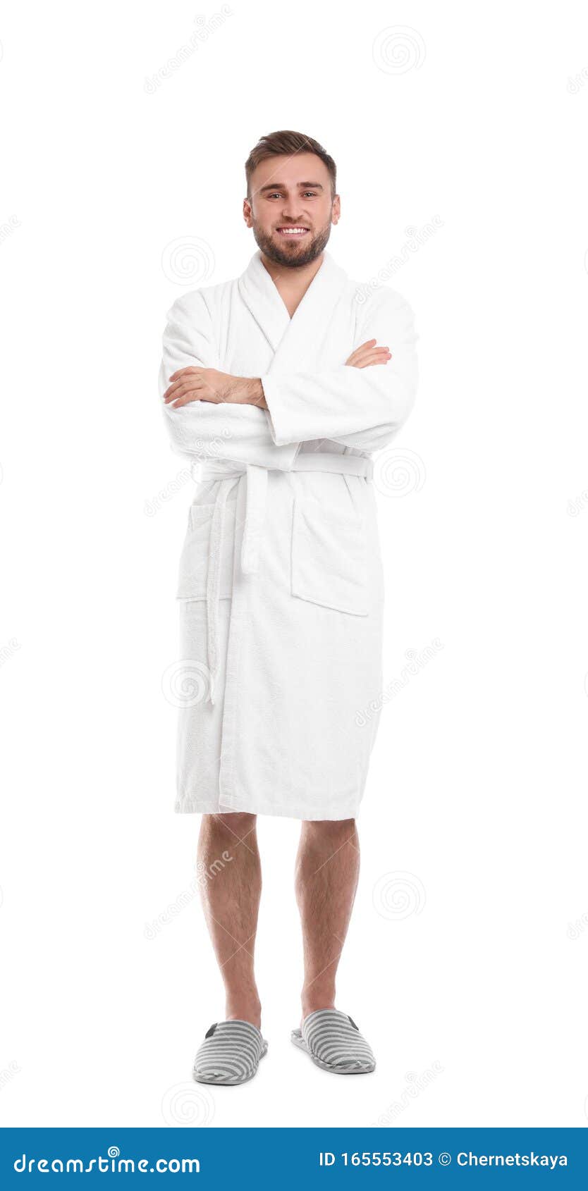 Handsome Man Wearing Bathrobe on Background Stock Image - Image of cozy ...