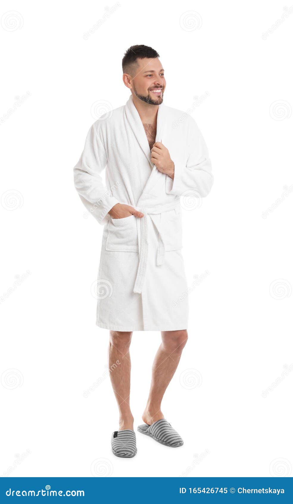 Handsome Man Wearing Bathrobe on Background Stock Image - Image of care ...