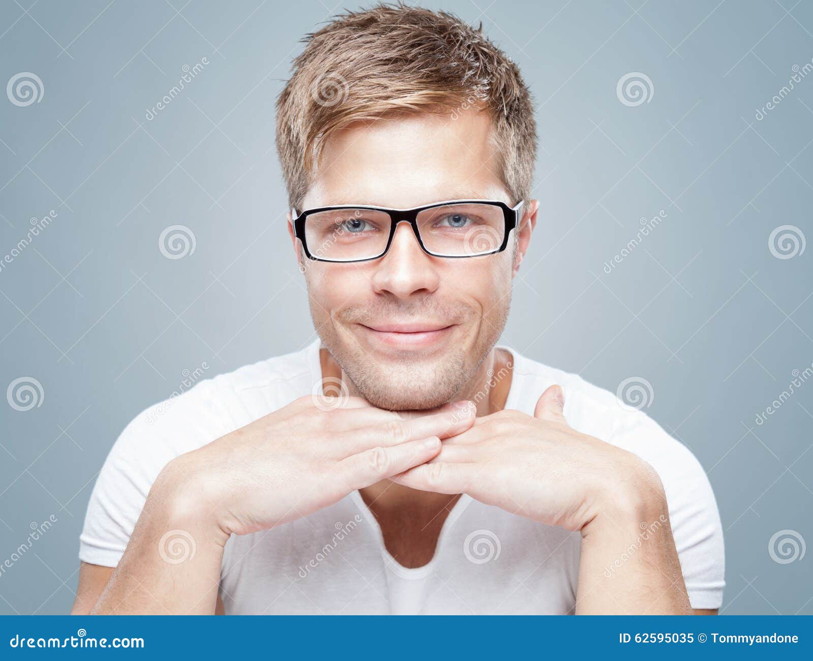 Handsome Man Wearing Glasses Stock Image - Image of male, care: 62595035