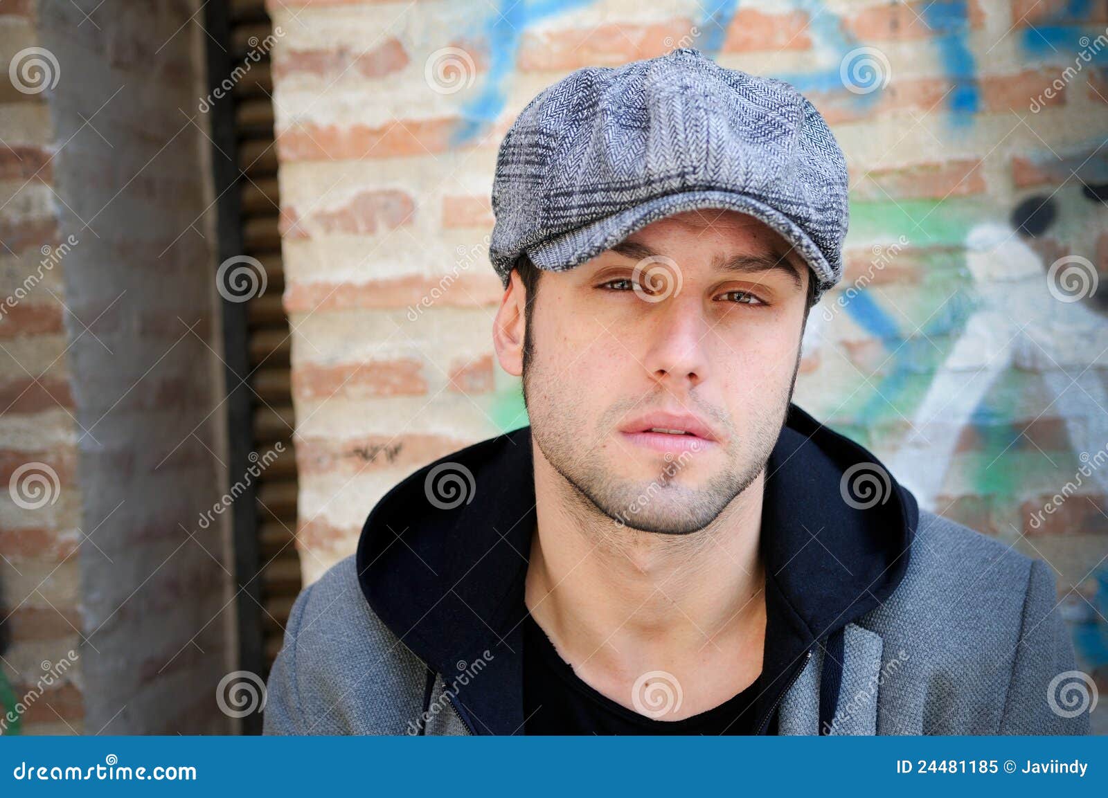 Handsome Man Wearing A Retro Cap Stock Image - Image of happy, staring ...