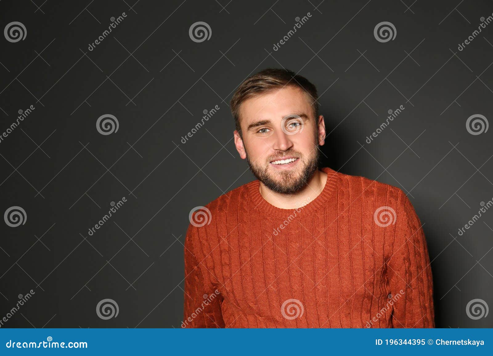 Handsome Man Wearing Warm Sweater on Dark Background Stock Image ...