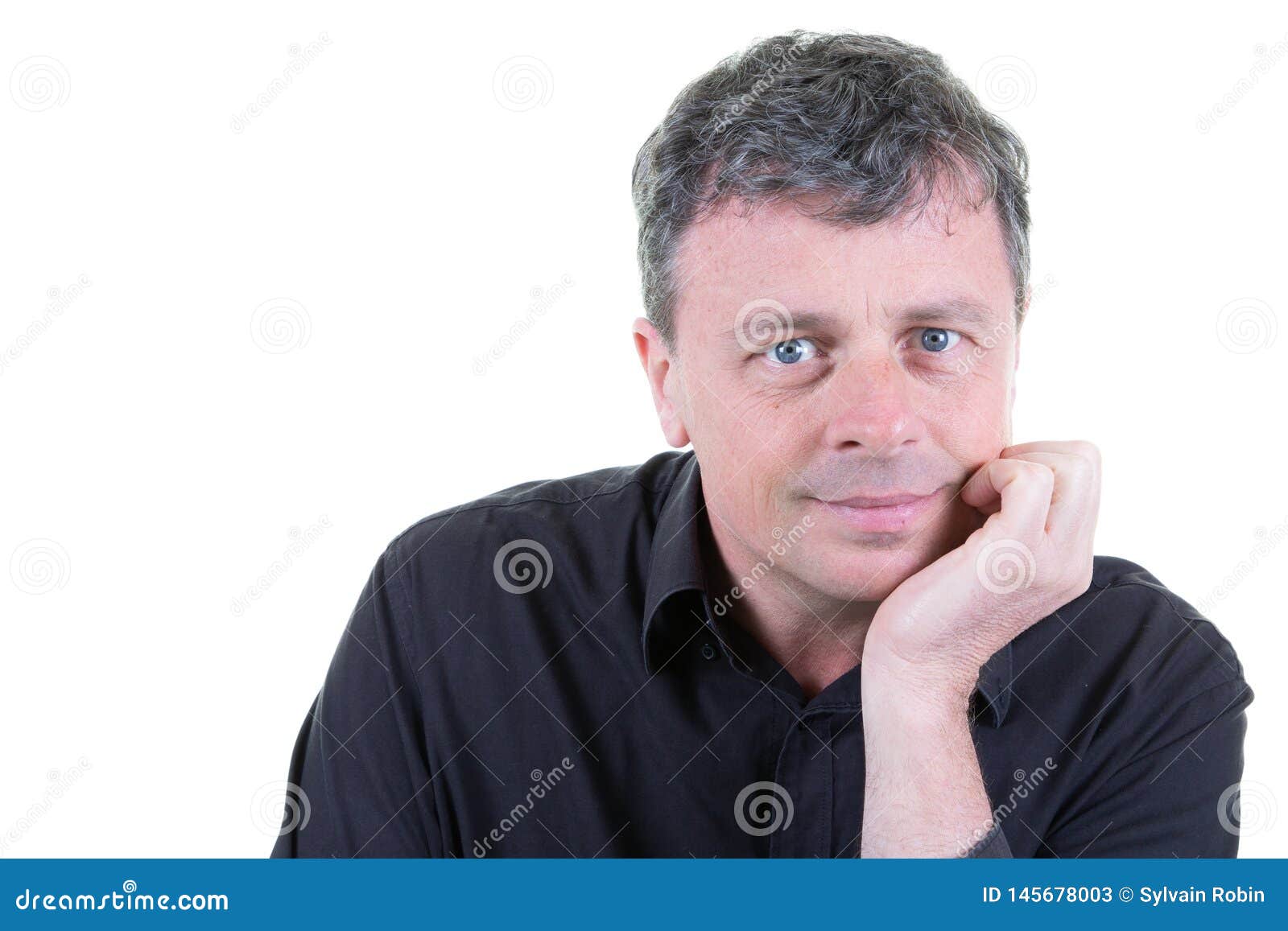 Handsome Man on White Background Looking Face Stock Image - Image of ...