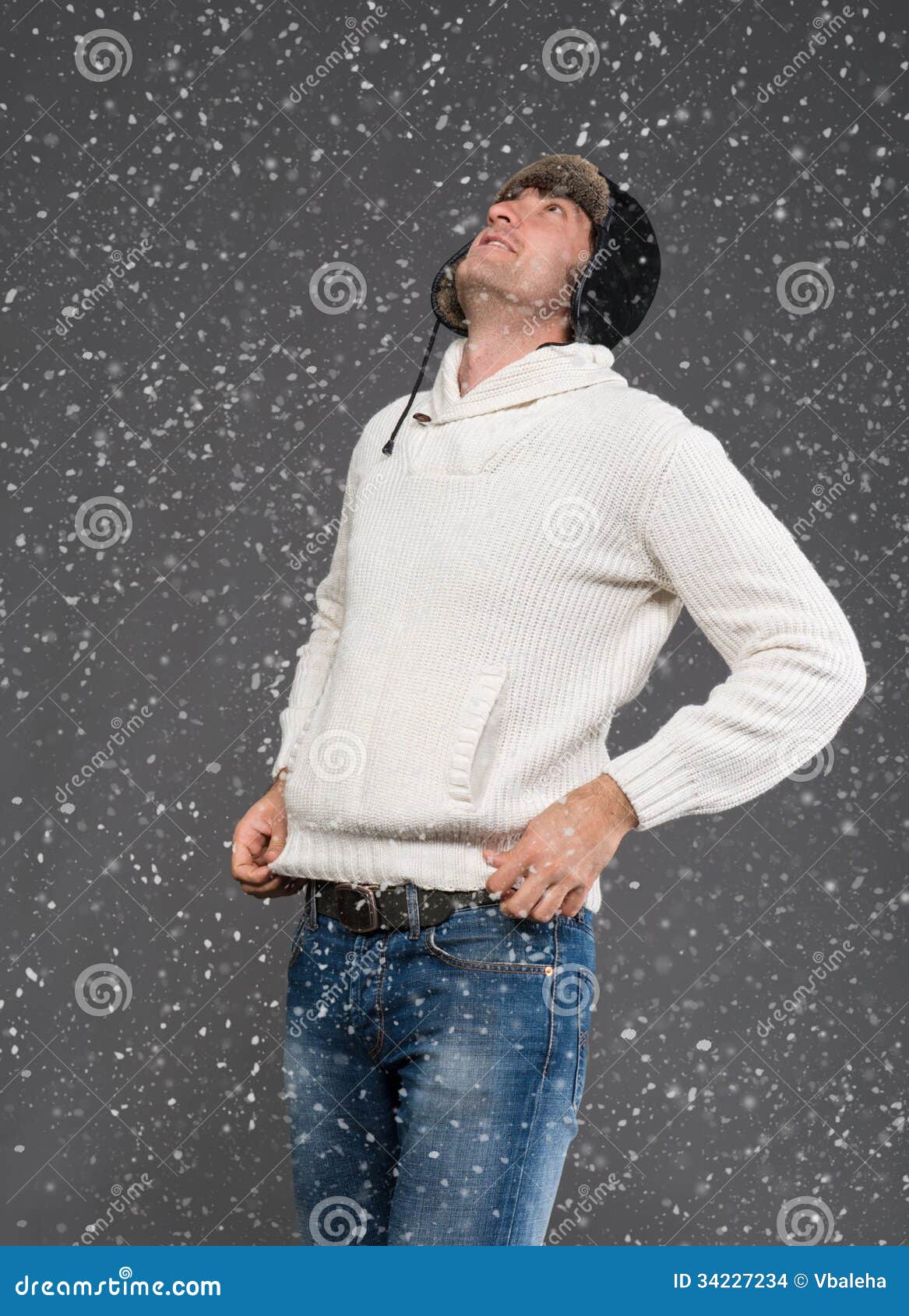 Handsome man in winter hat stock photo. Image of friendly - 34227234